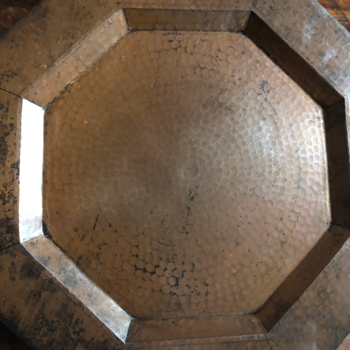 Hammered Copper Octagonal Serving Tray Charger Plate