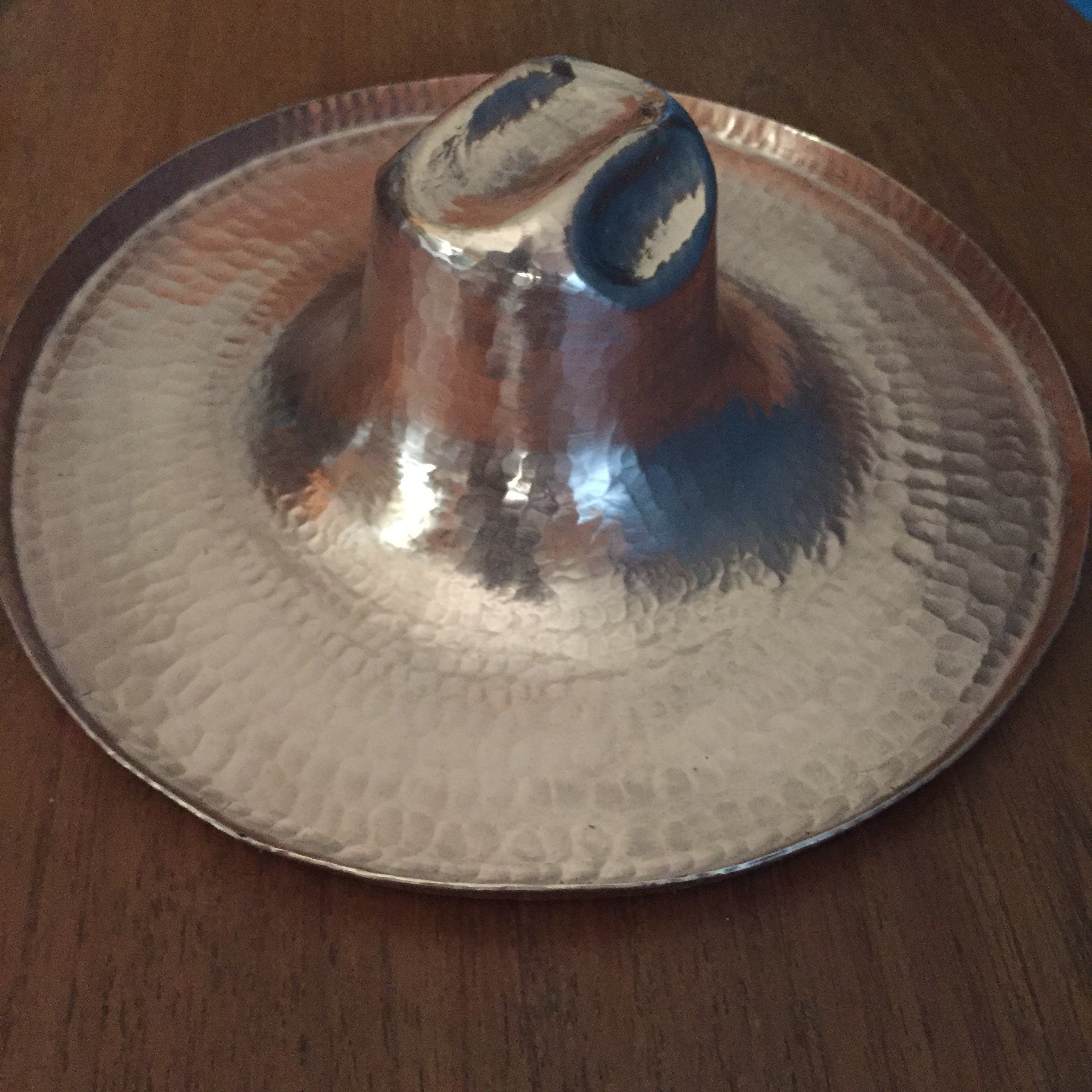 Handcrafted hammered copper cowboy hat ashtray/candy dish (7diameter)