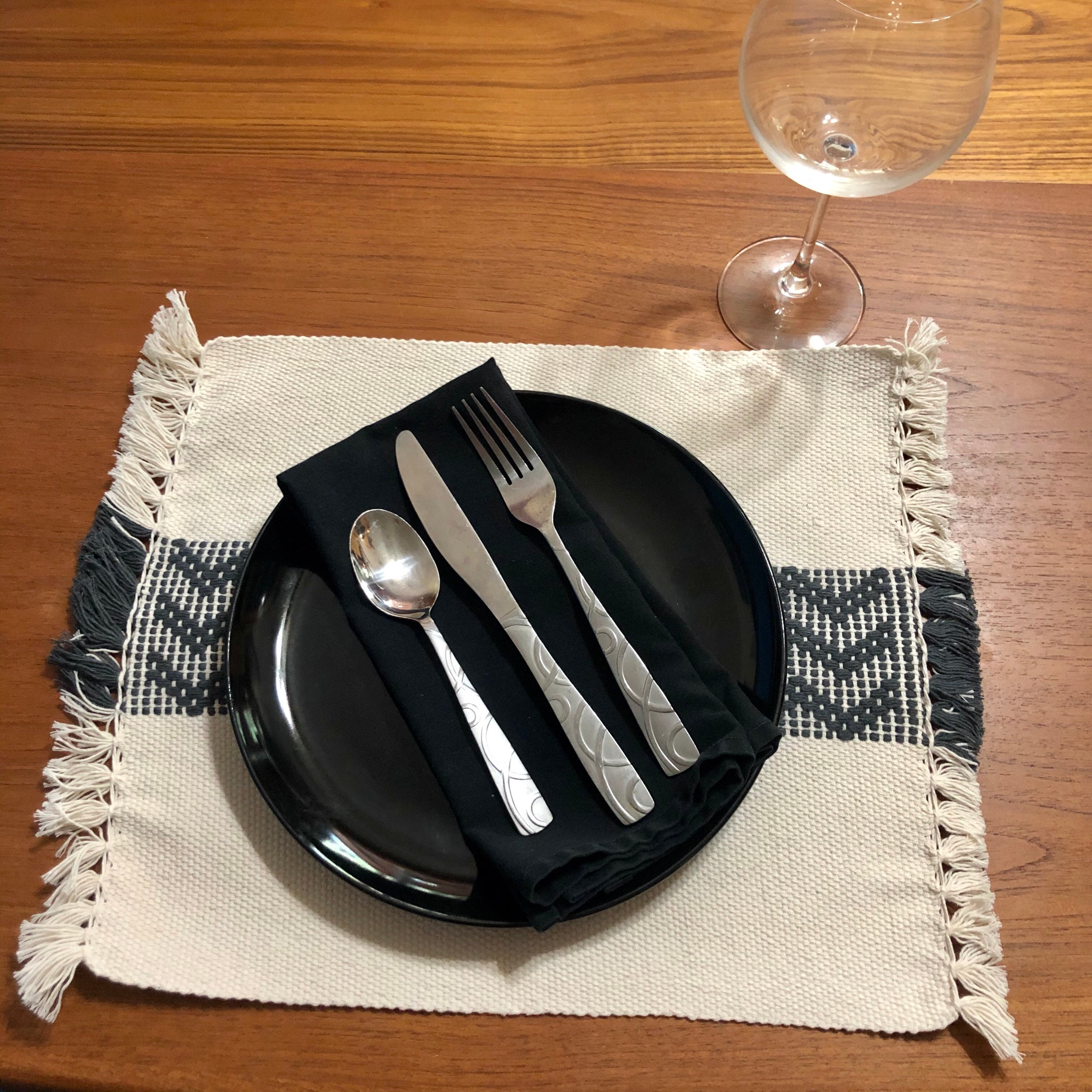 Handwoven Zapotec cotton placemats - (set of 2) - approx. 18” x 14” (w x h)