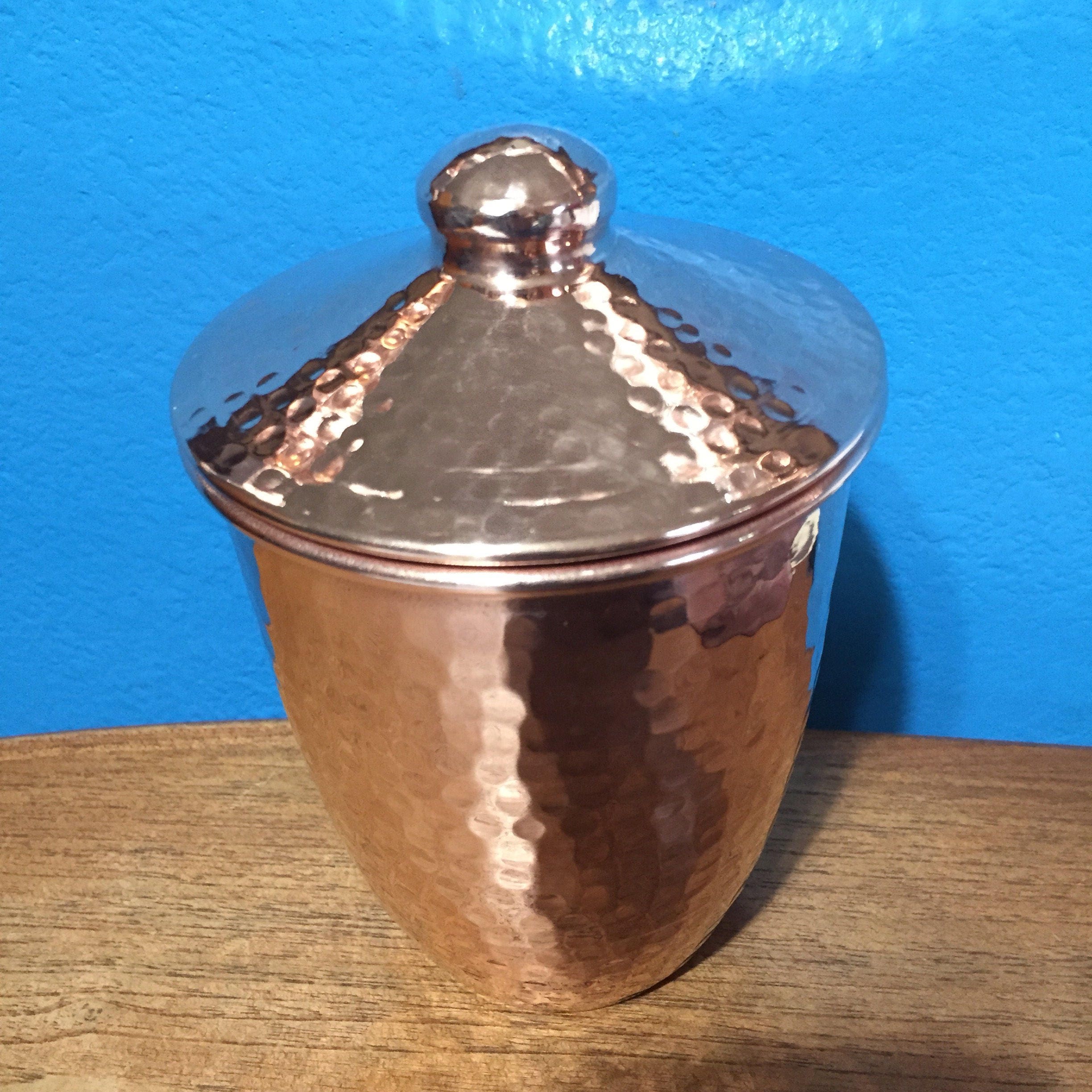 Hammered Copper Canister with Lid (4x6)