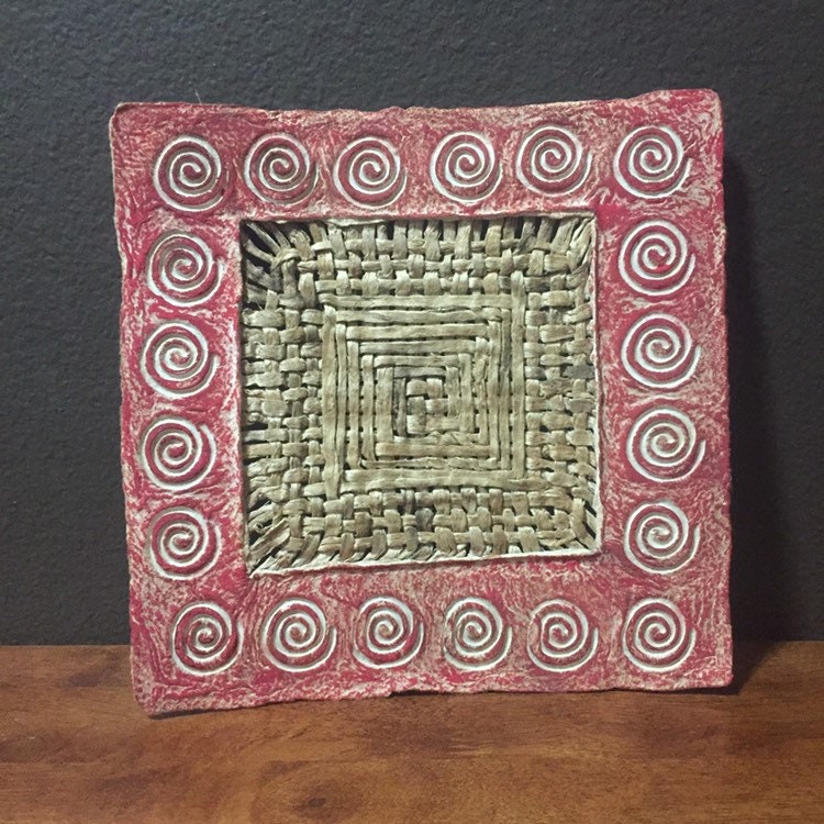 Handmade Amate Paper Wall Art with swirl woven design