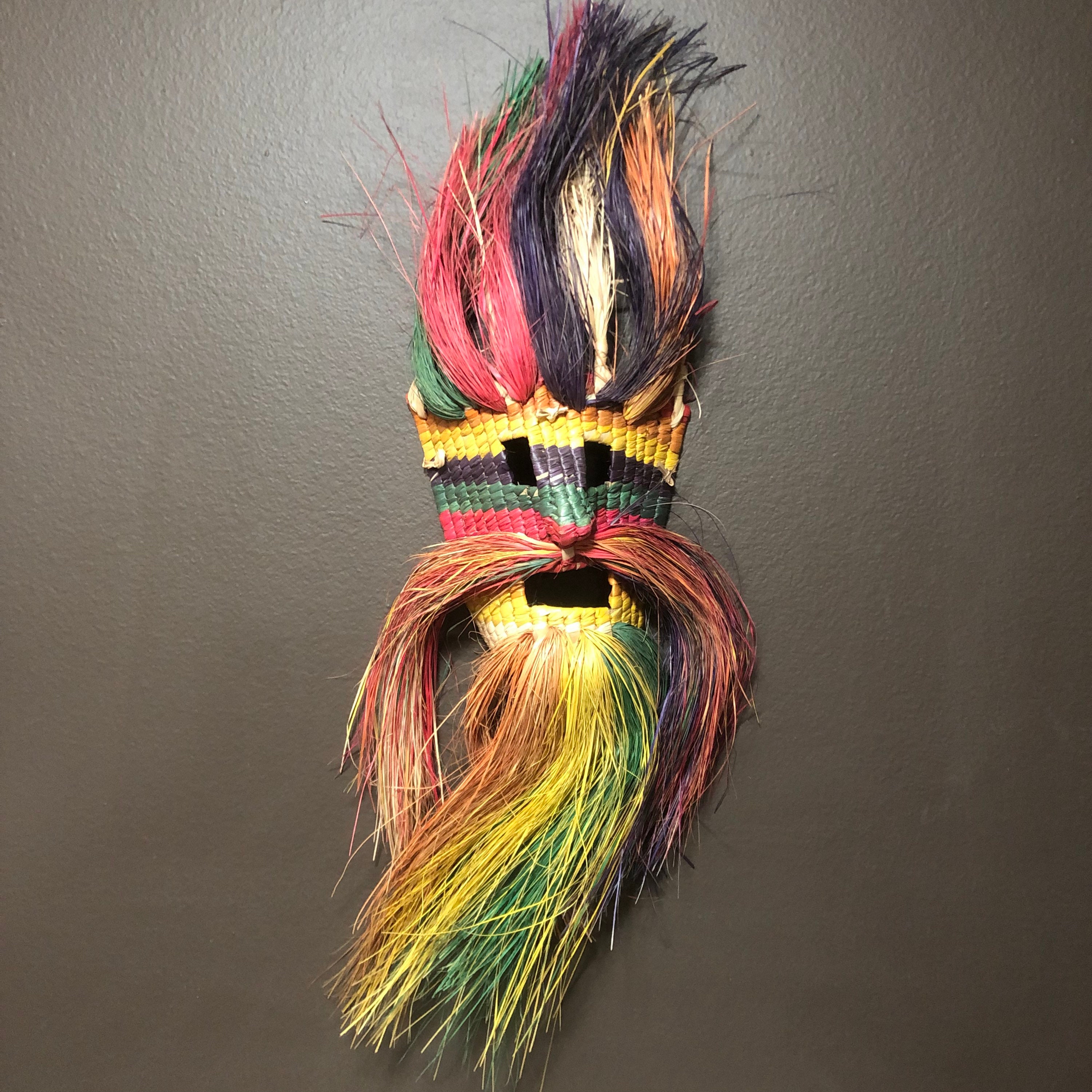 Handmade Indigenous Straw Wall Mask from Mexico
