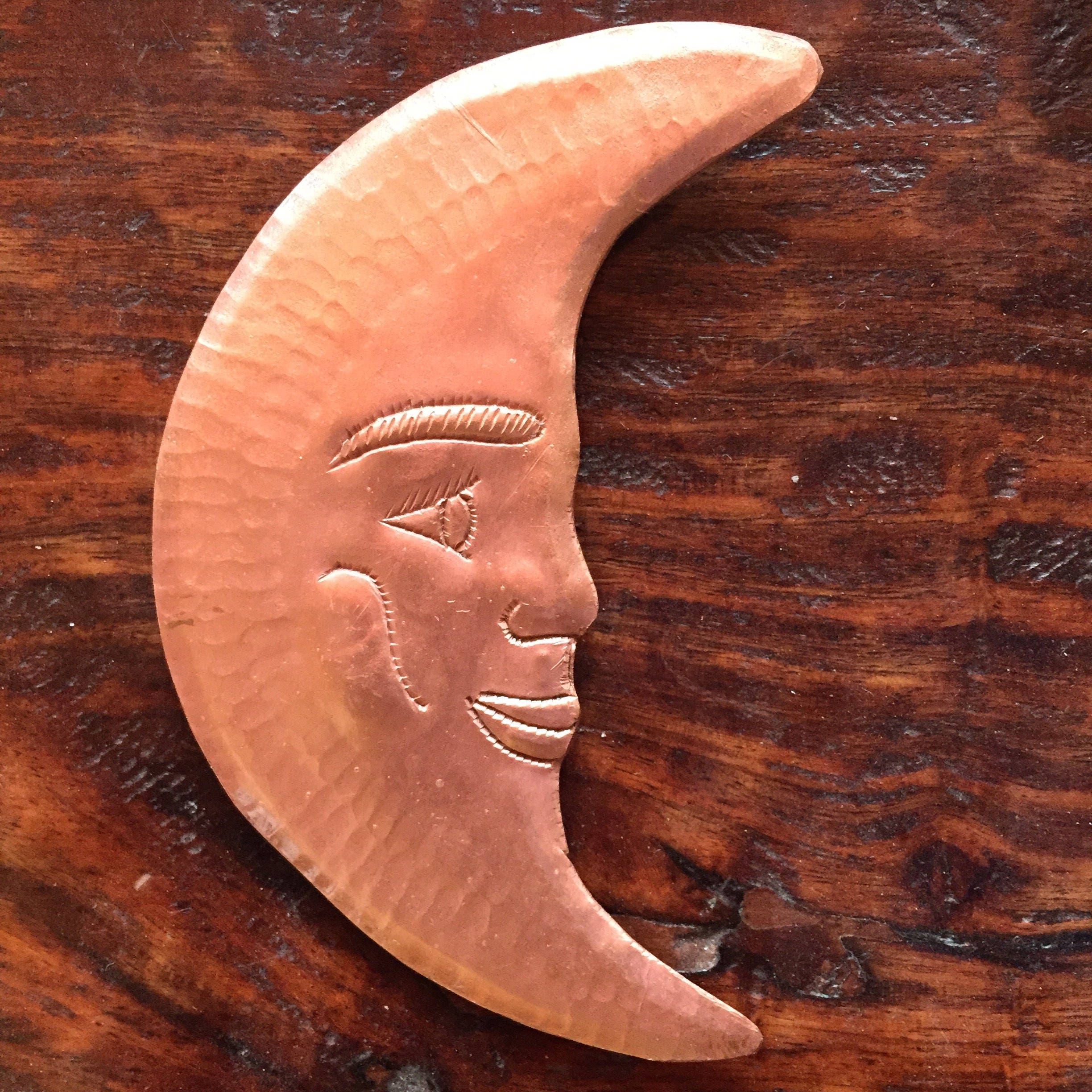 Handcrafted Pure Hammered Crescent Moon Fridge Magnet