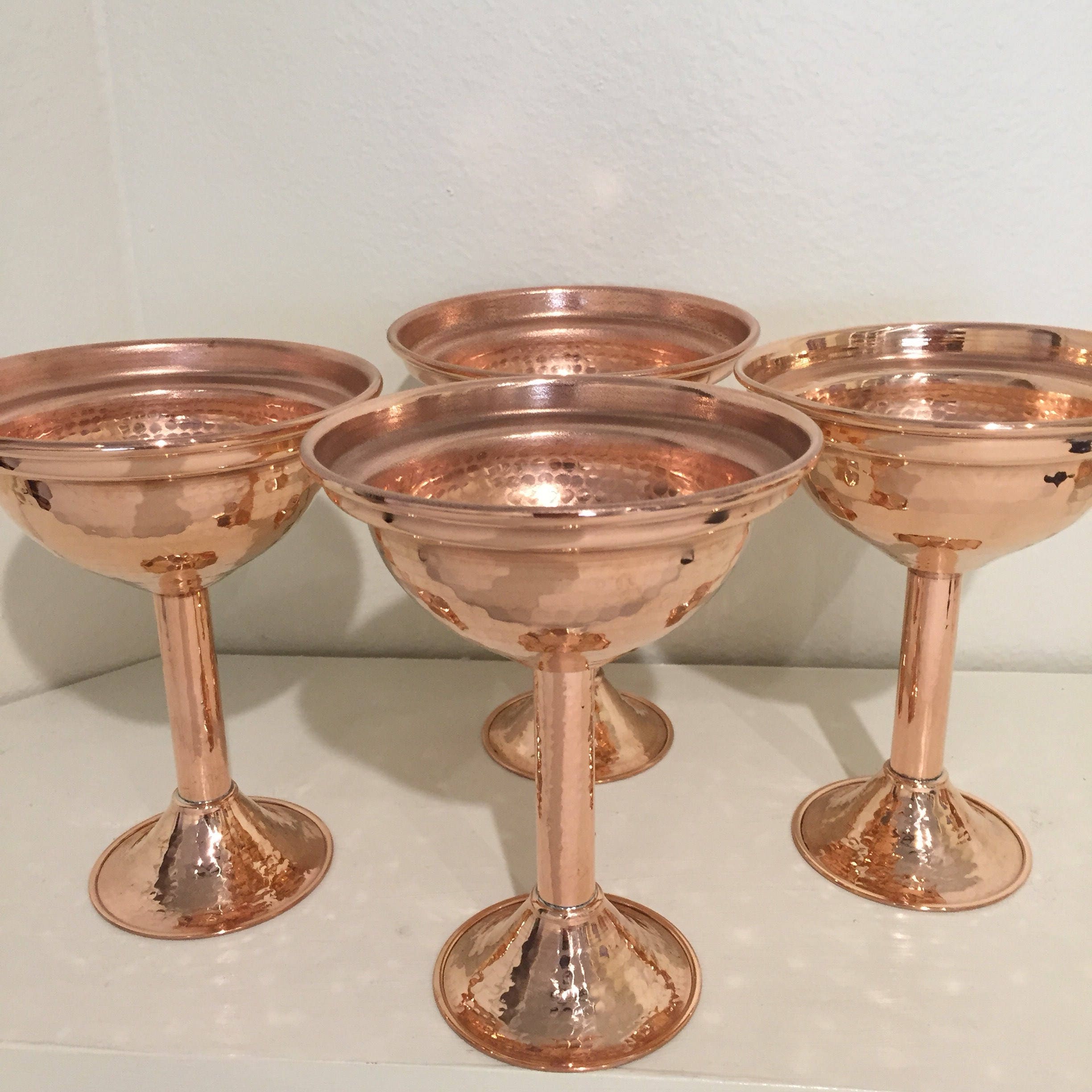 4-pk of 10oz Hammered Copper Chalices