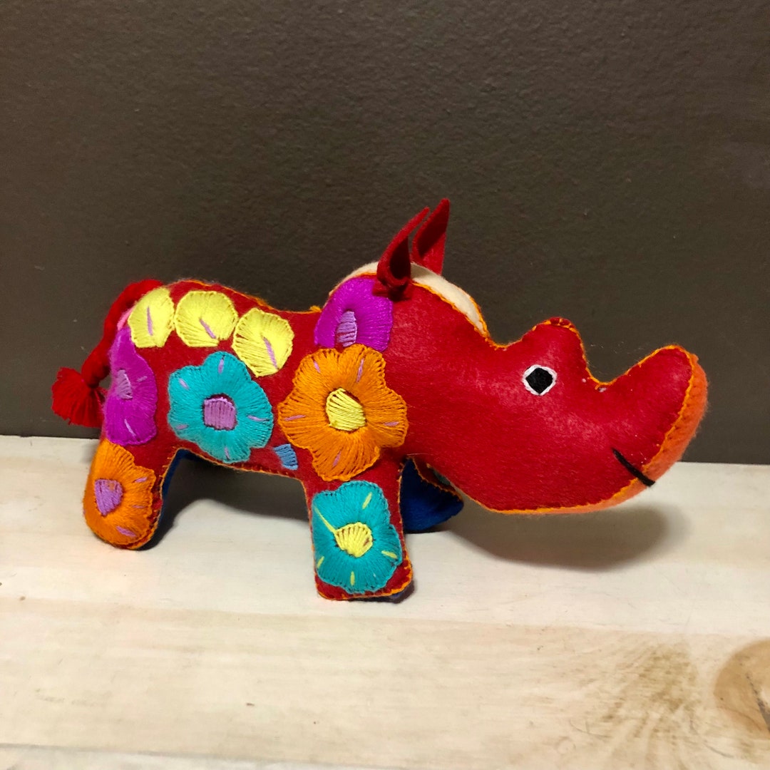 Hand Sewn Stuffed Animal Rhino Plush Toy - Etsy