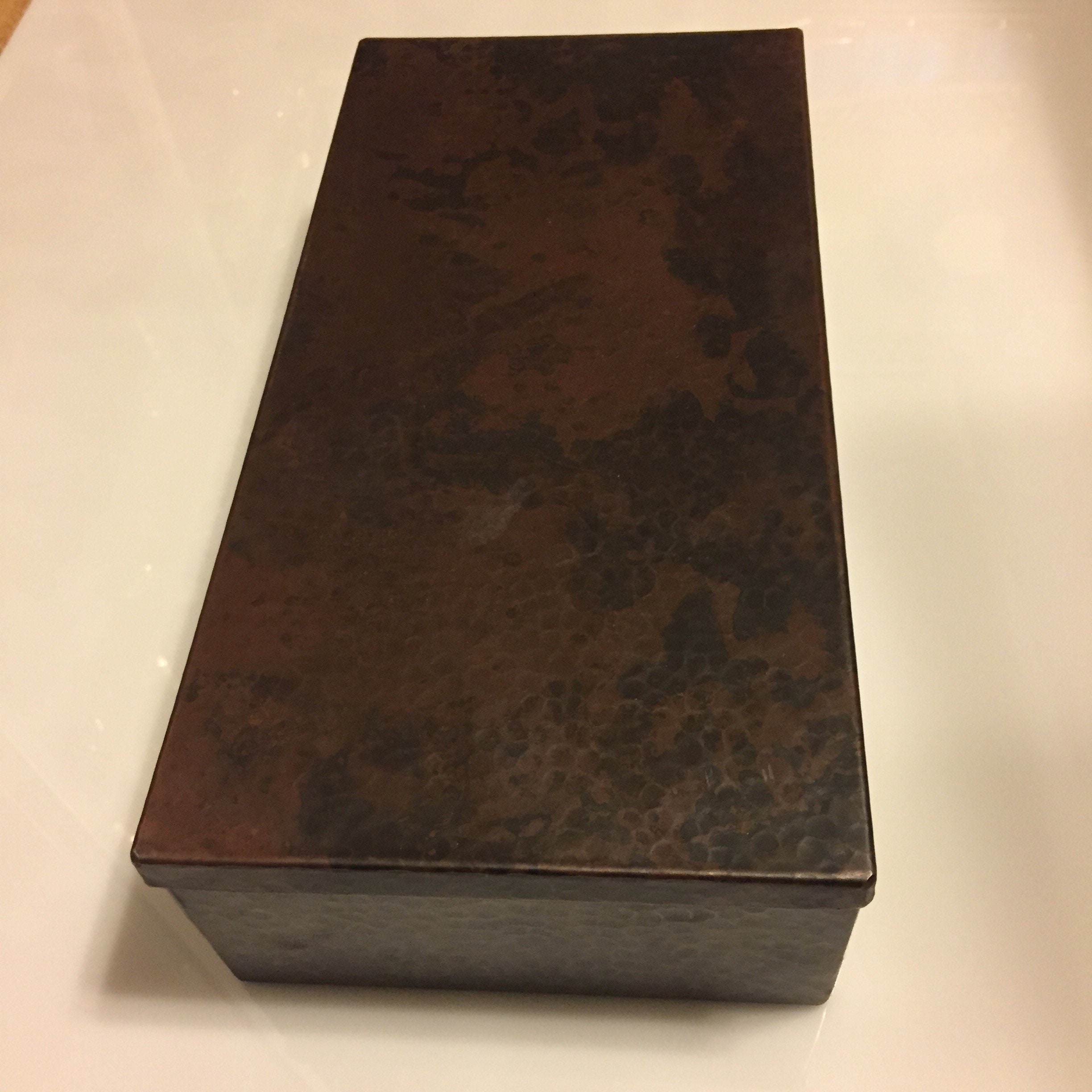 Pure Hammered Copper Valet Box - 12 x 6 x 3