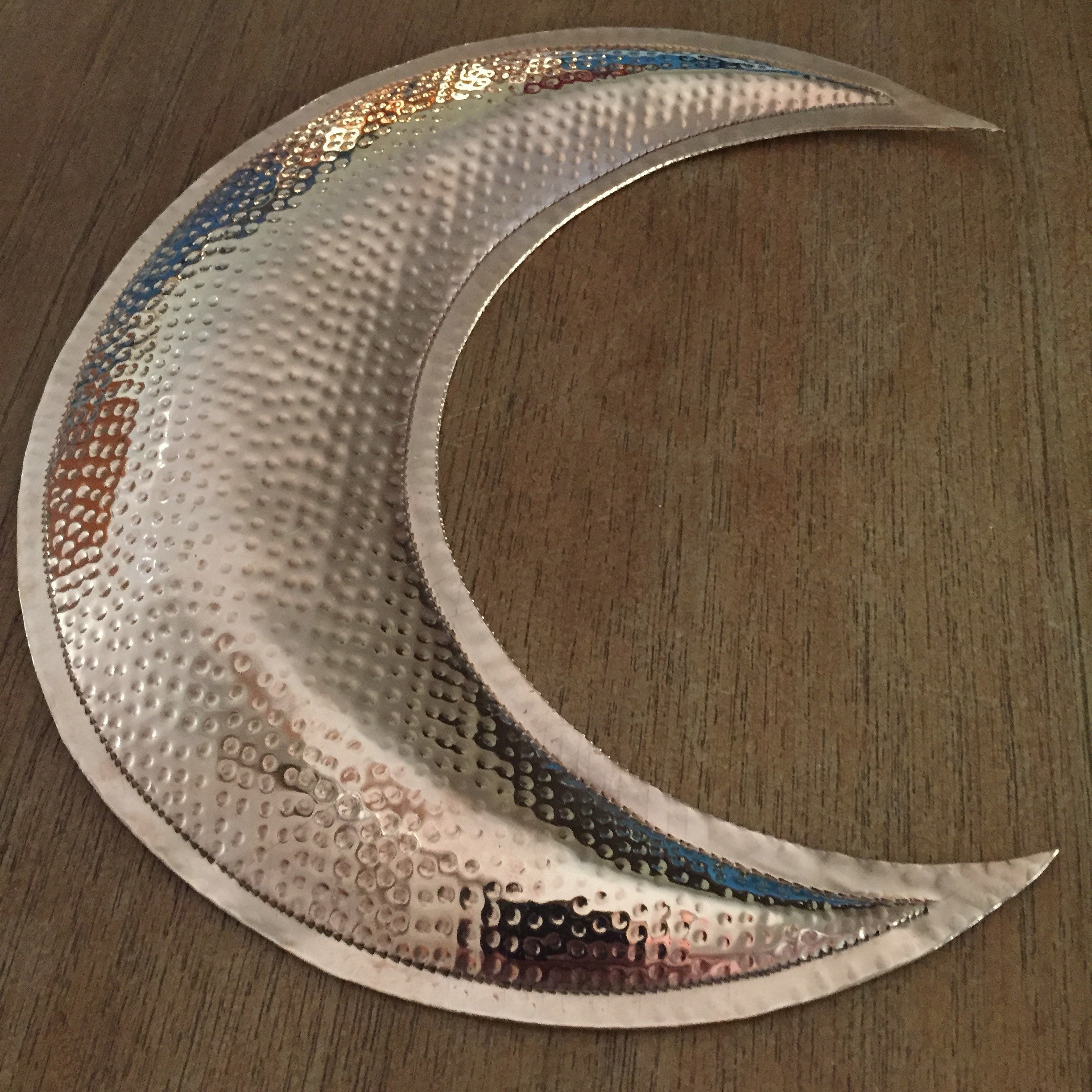 Handcrafted Pure Hammered Copper Crescent Moon 7x8