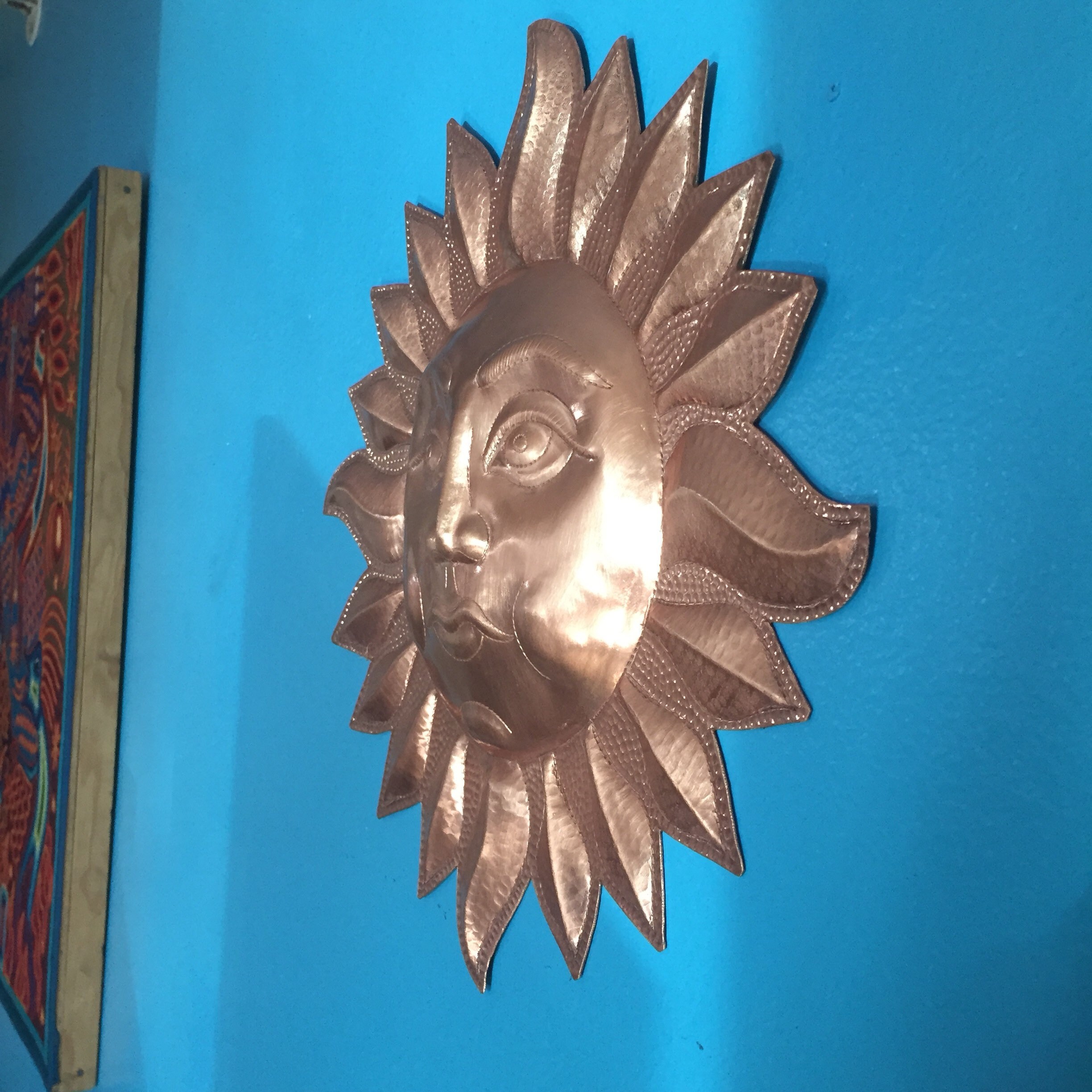 Handcrafted hammered copper 12 sun wall decor