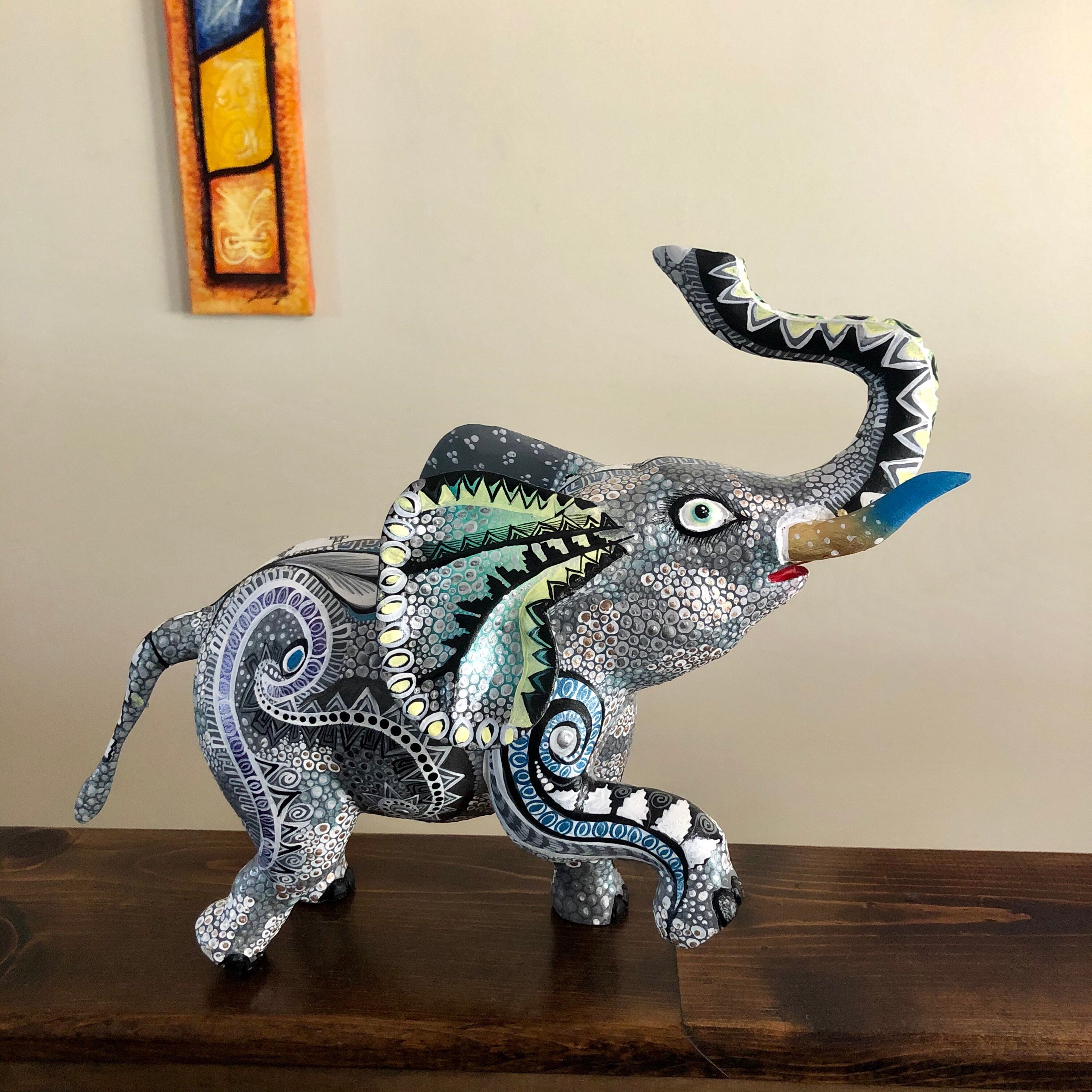 Handcrafted Alebrije Elephant Woodcarving from Oaxaca, Mexico