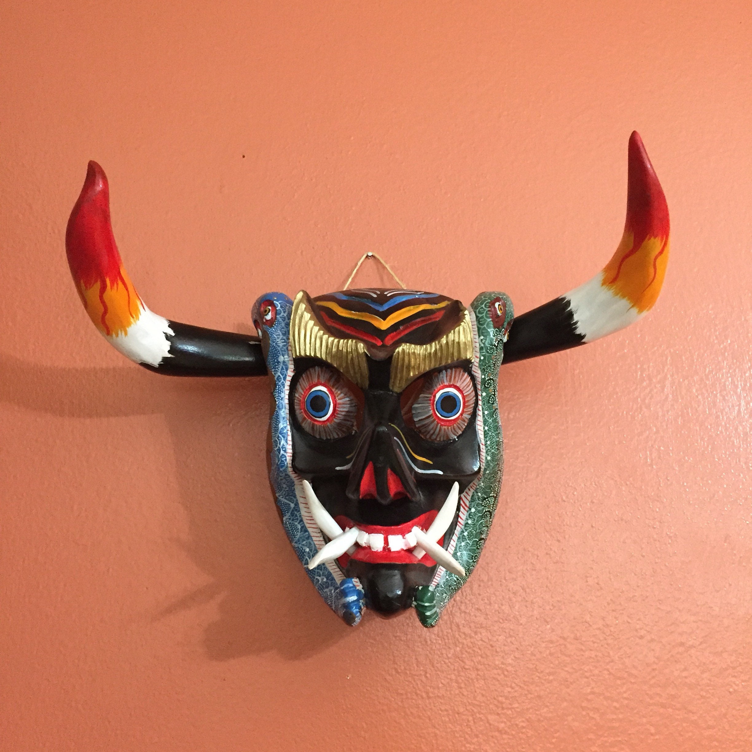 Medium Size Mexican Decorative Indigenous Diablo Devil Hand Carved Wood ...