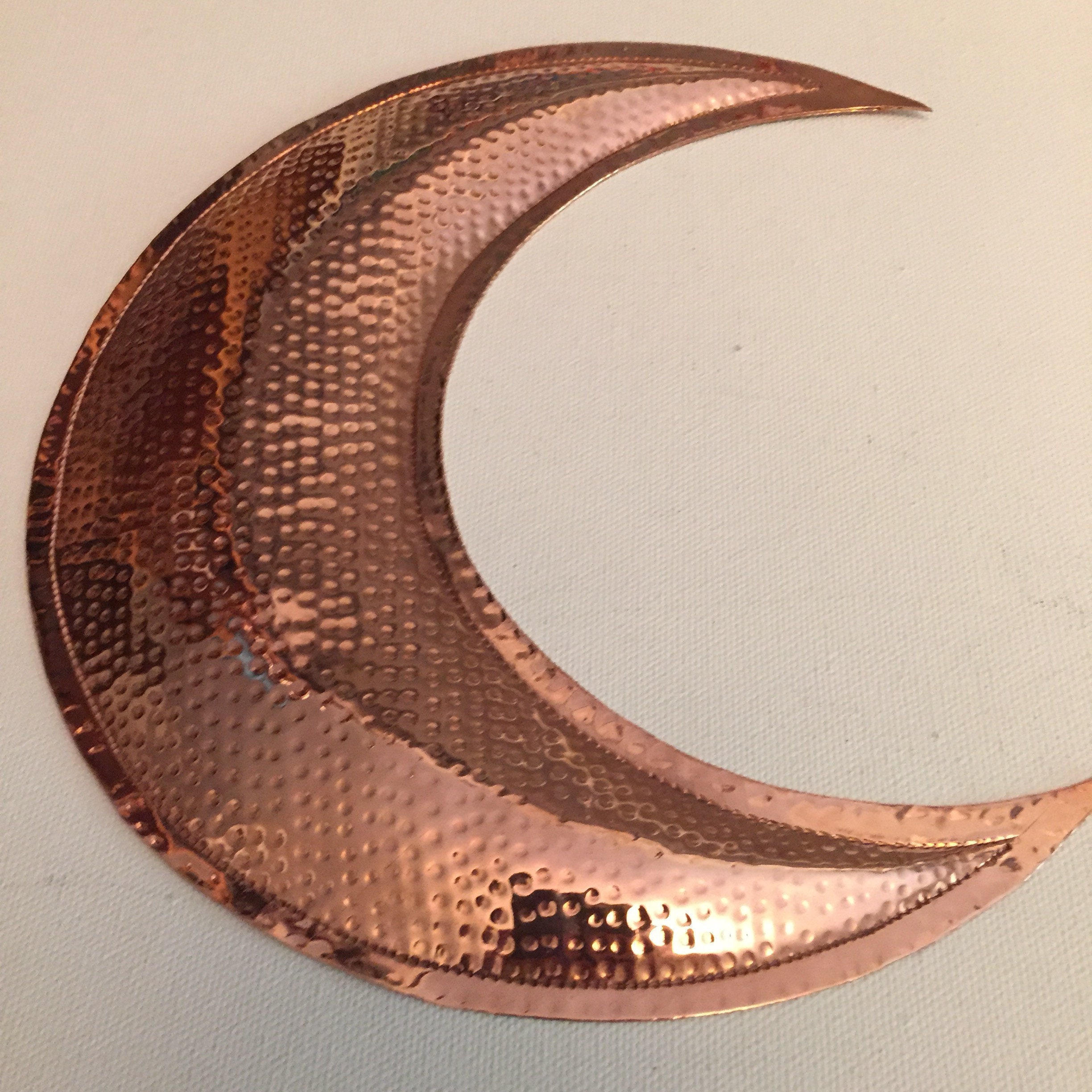 Handcrafted Pure Hammered Copper Crescent Moon 7x8