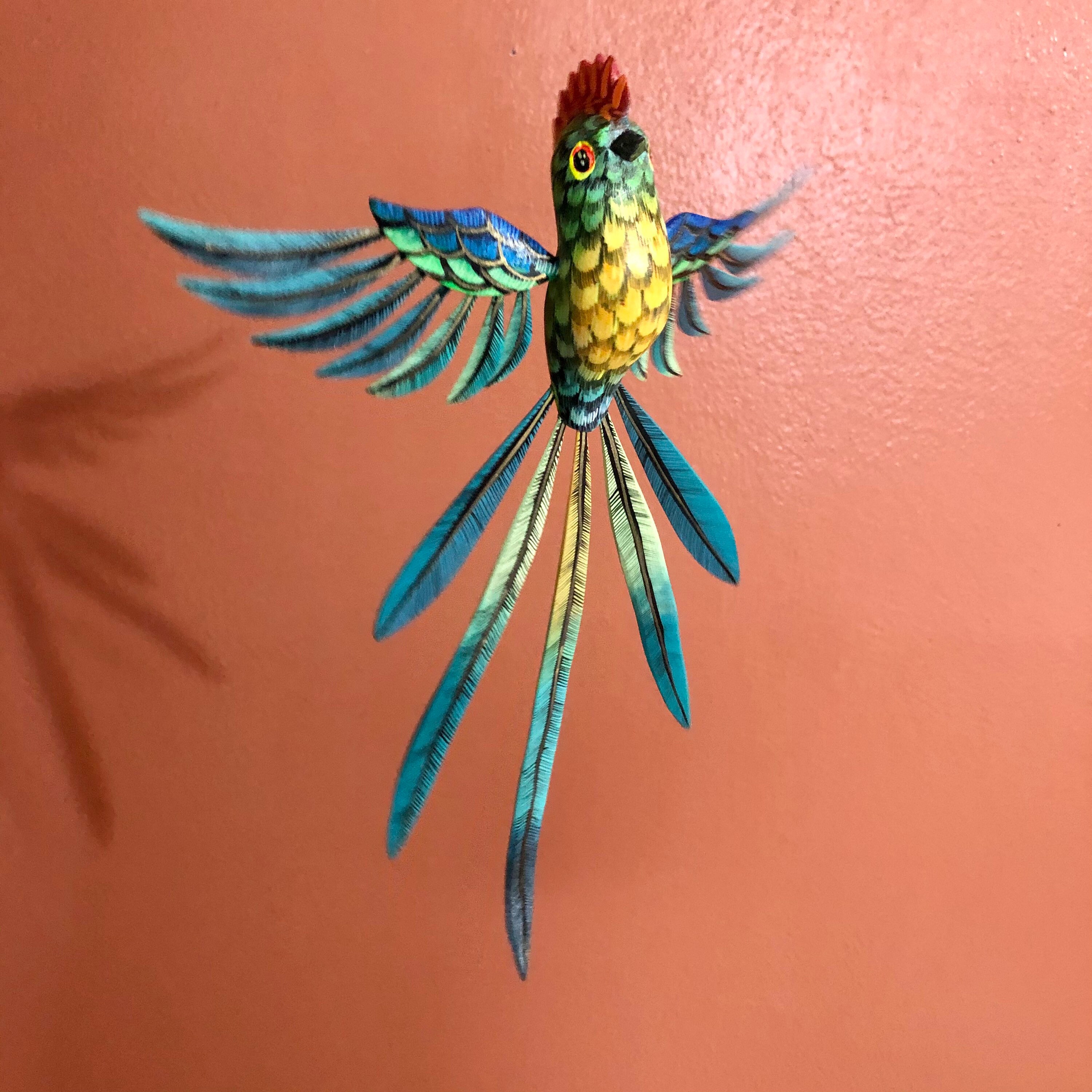 Alebrije Exotic Quetzal Bird Wood Carving by Roberto and Esperanza Martinez