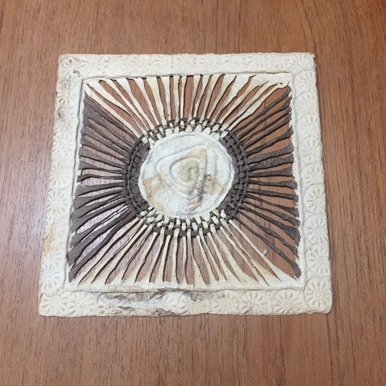 Handmade Amate Paper Wall Art with woven design
