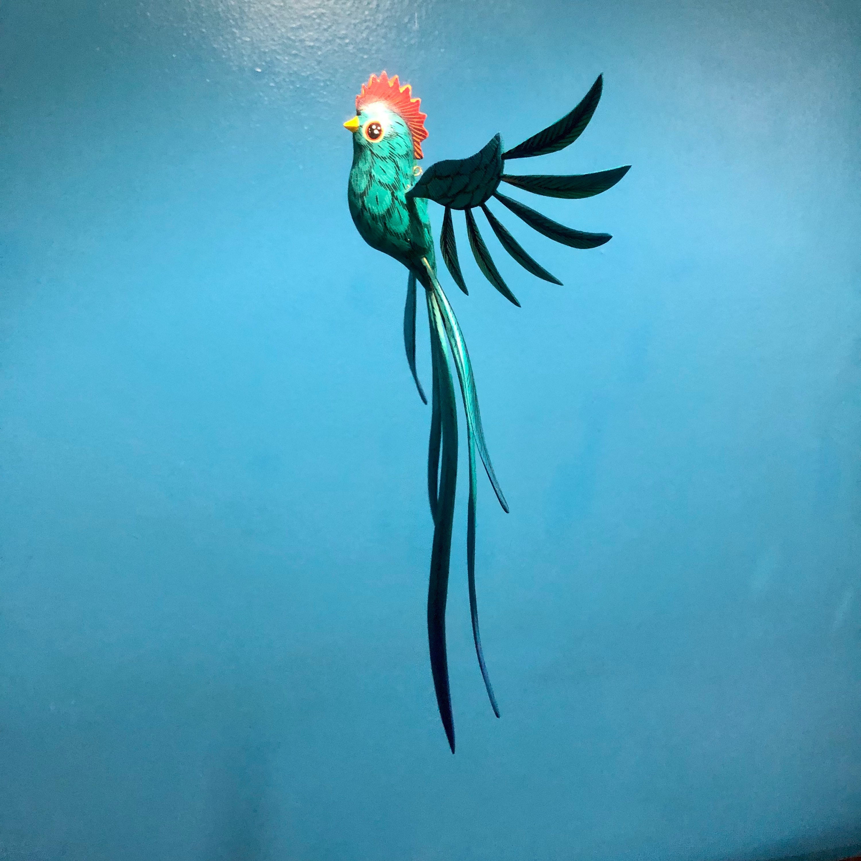 Alebrije Exotic Turqoise Quetzal Bird Wood Carving by Roberto and ...