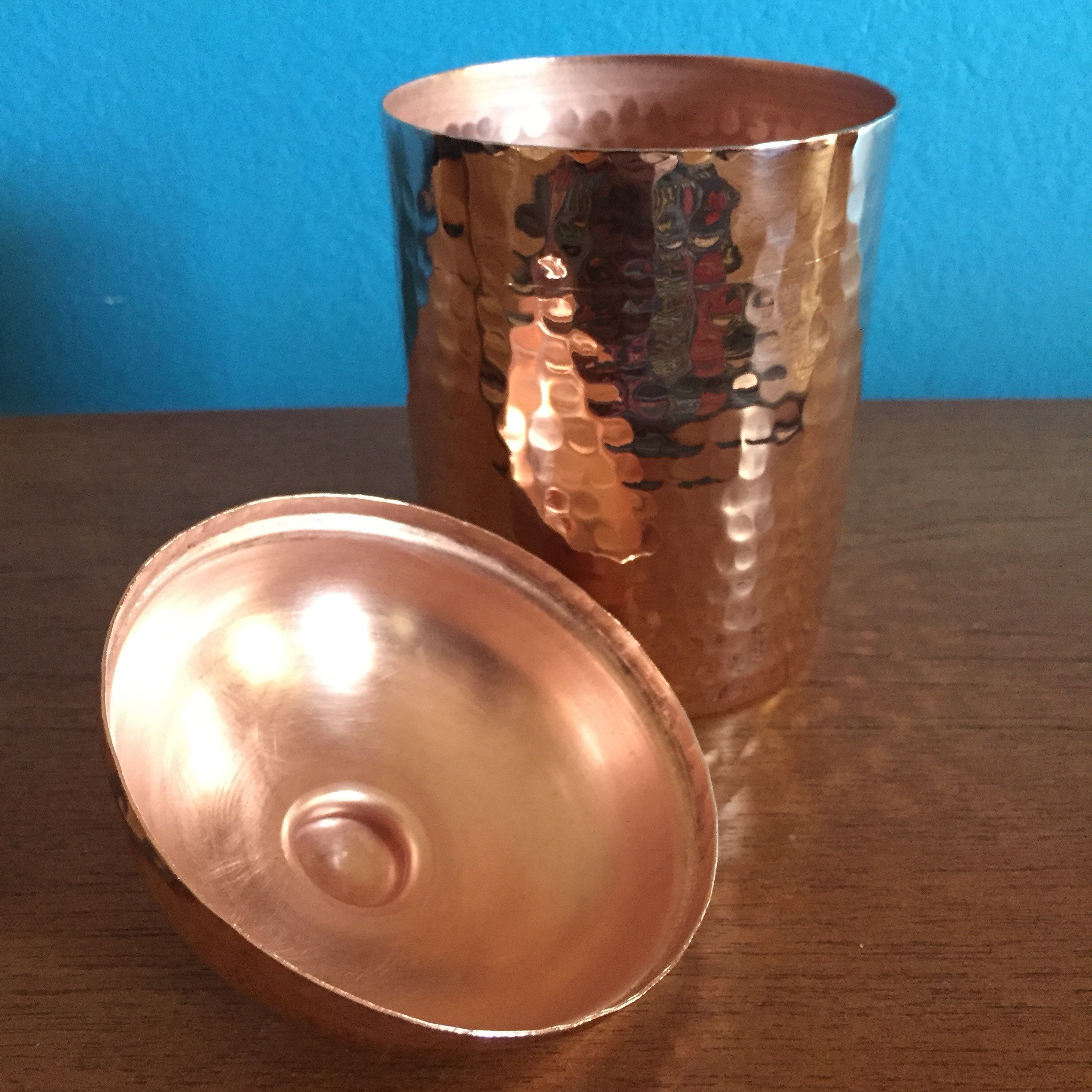 Hammered Copper Canister with Lid (3 1/2x5 1/2)