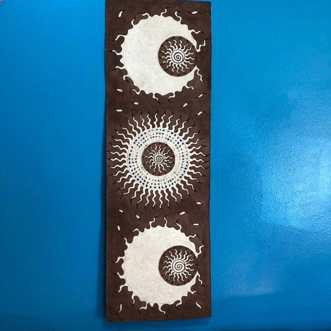 Handmade Amate Paper Wall Art with Suns and Moons from Mexico