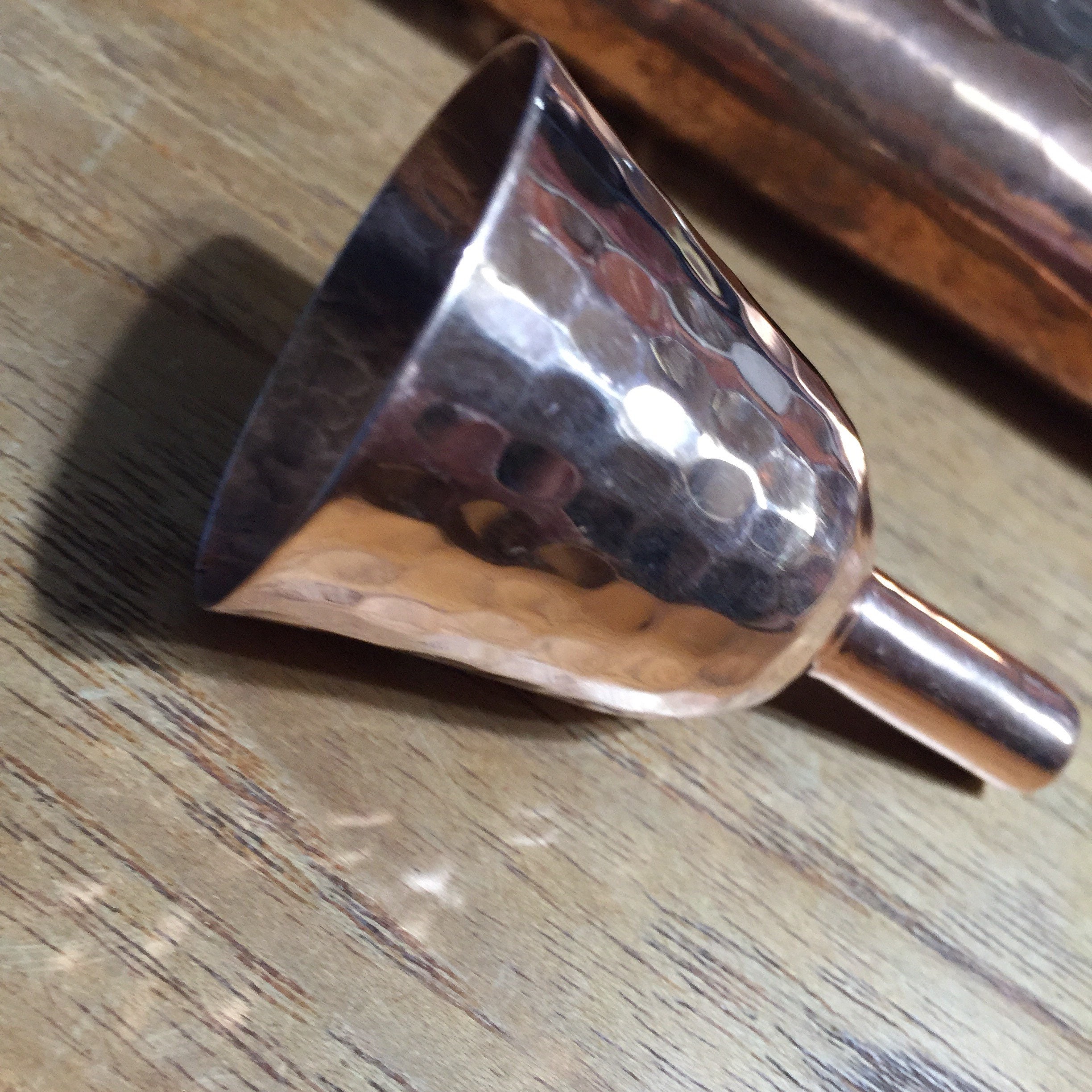 Handcrafted pure hammered copper mini flask funnel