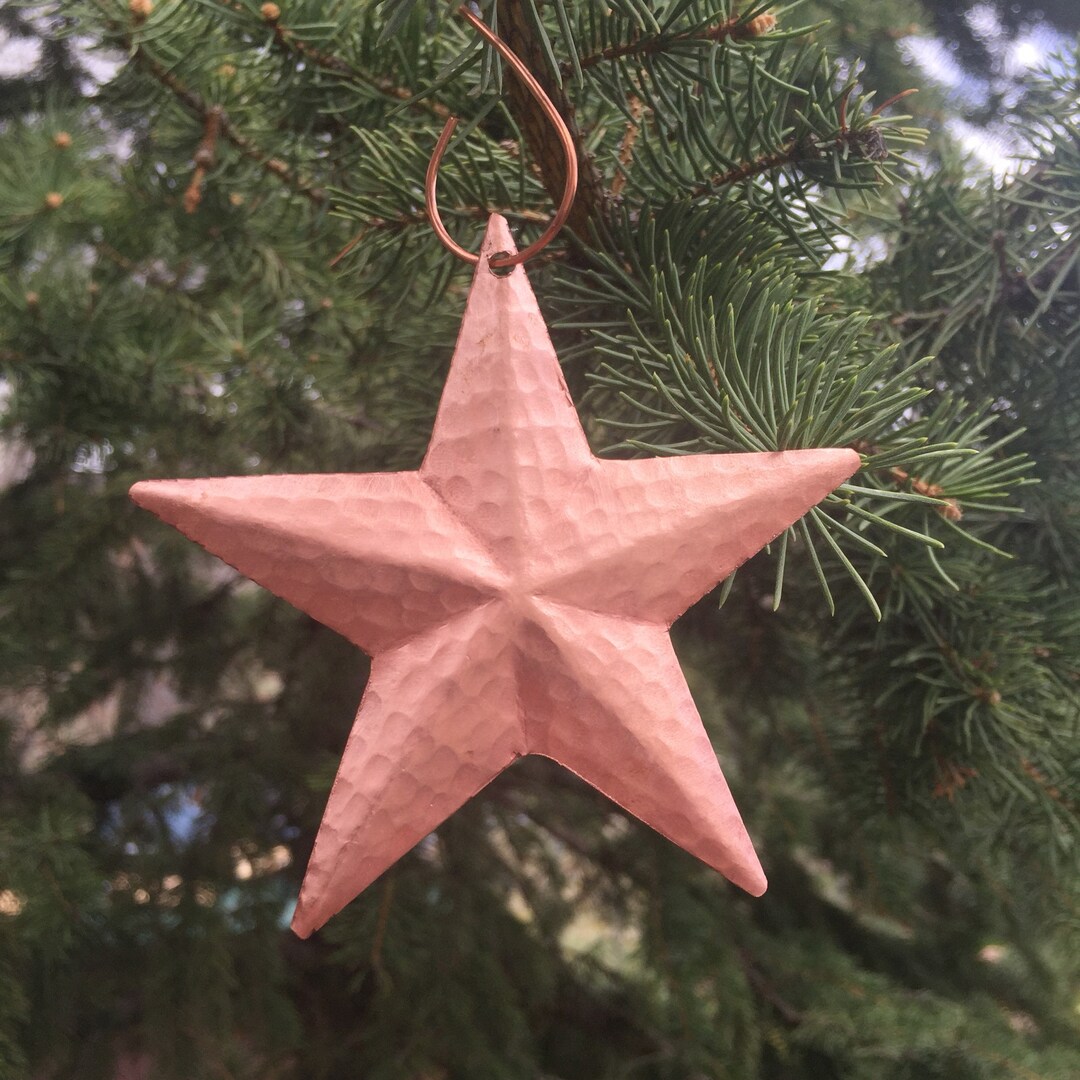 Handcrafted Pure Hammered Copper Star Christmas Tree Ornament - Etsy