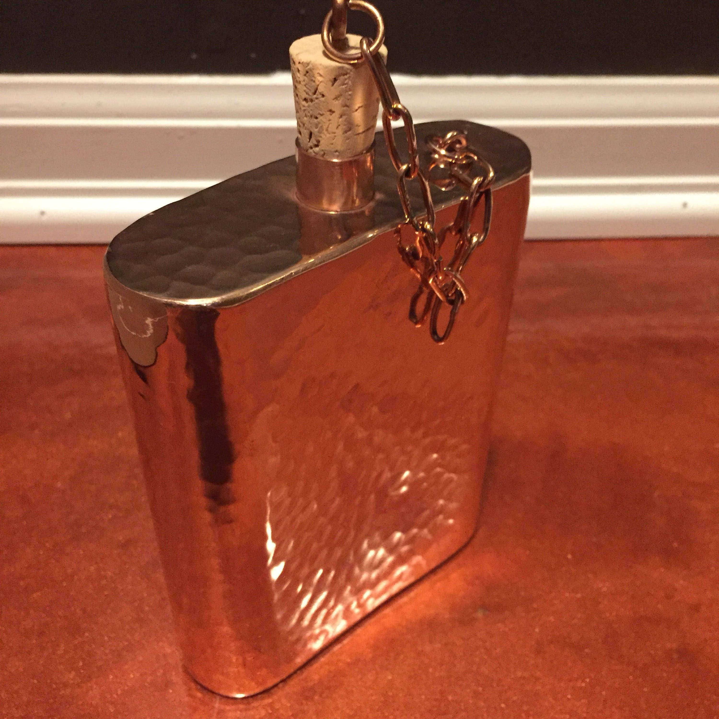 Handcrafted pure hammered copper 12oz flask