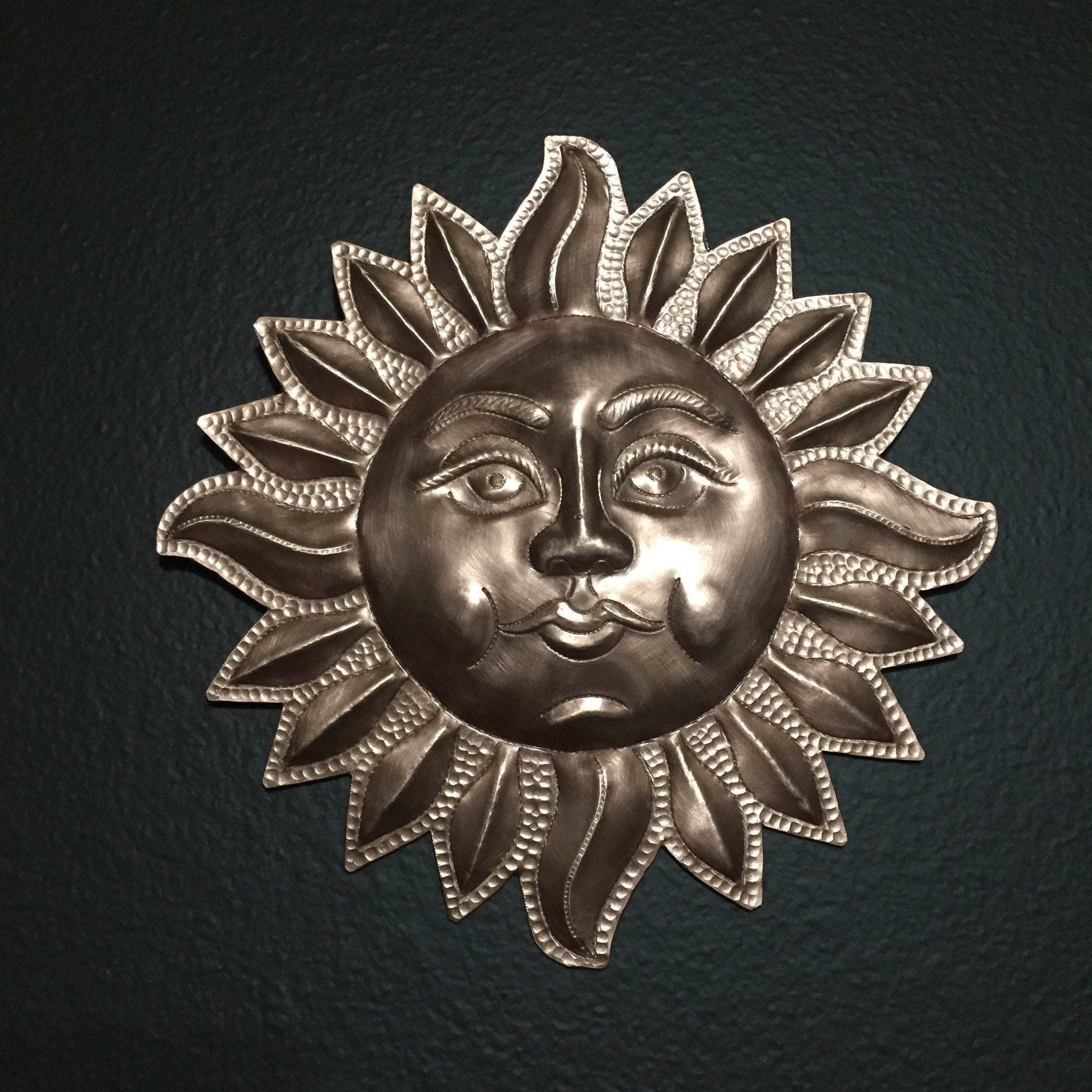 Handcrafted hammered copper 8 sun wall decor