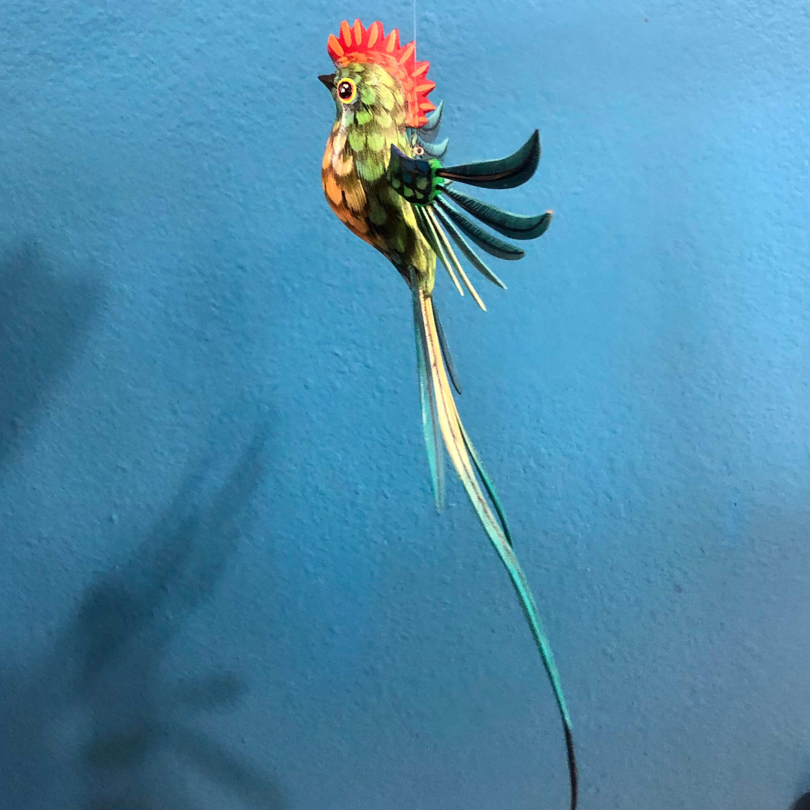 Alebrije Exotic Quetzal Bird Wood Carving by Roberto and Esperanza Martinez