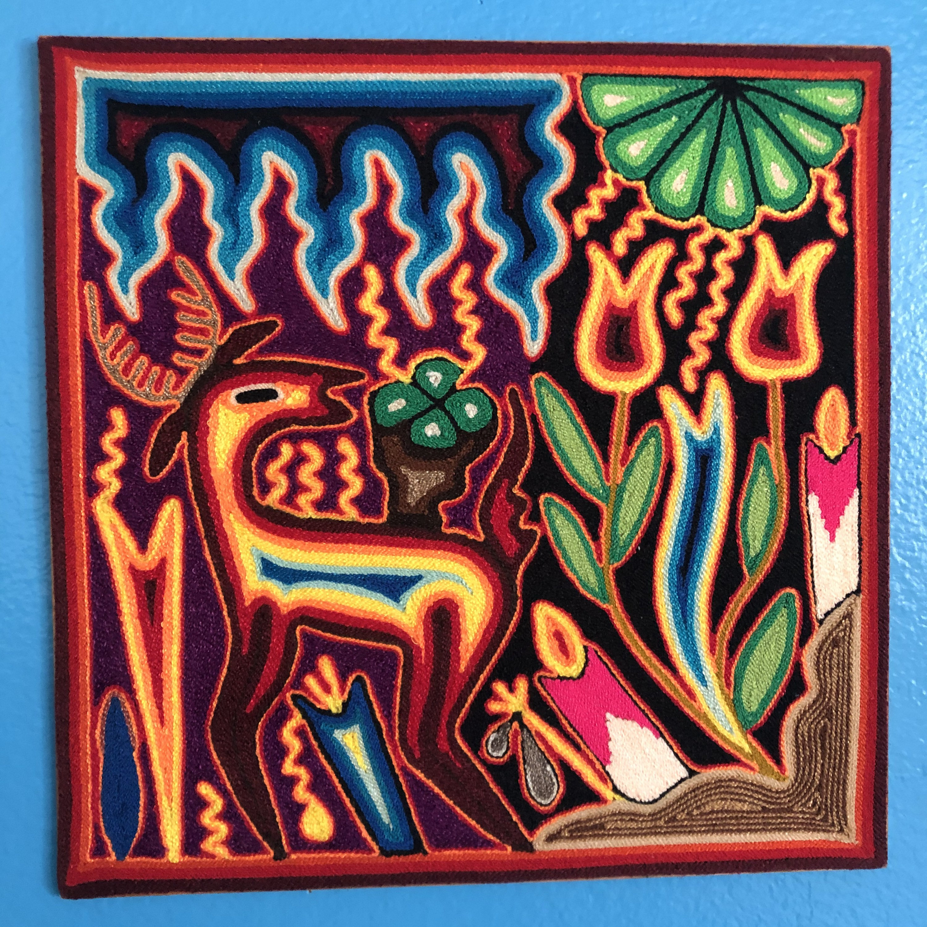 Huichol Yarn Painting from Nayarit, Mexico (11.75” x 11.75”)