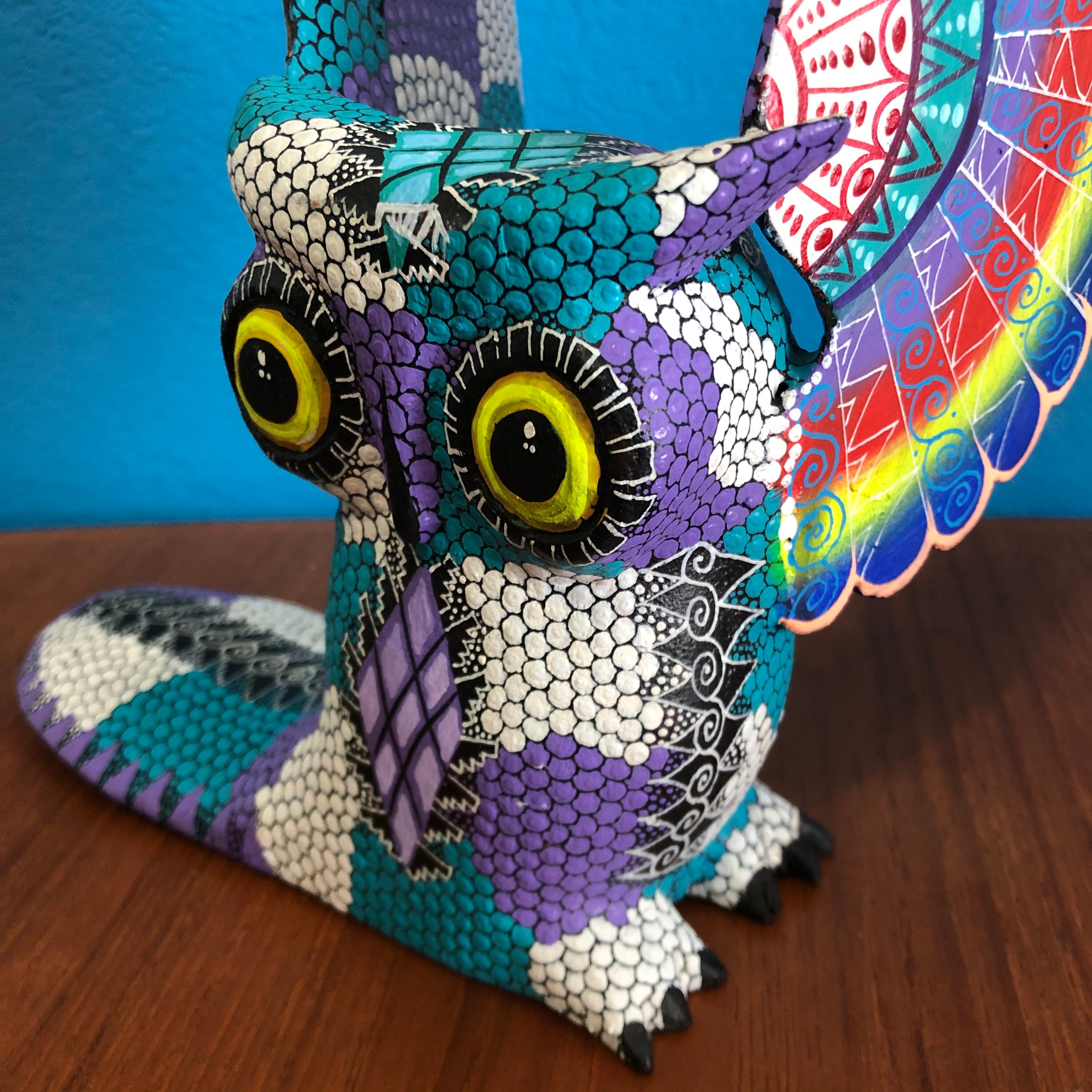 Alebrije Owl Wood Carving by Esperanza Martinez from Oaxaca, Mexico.