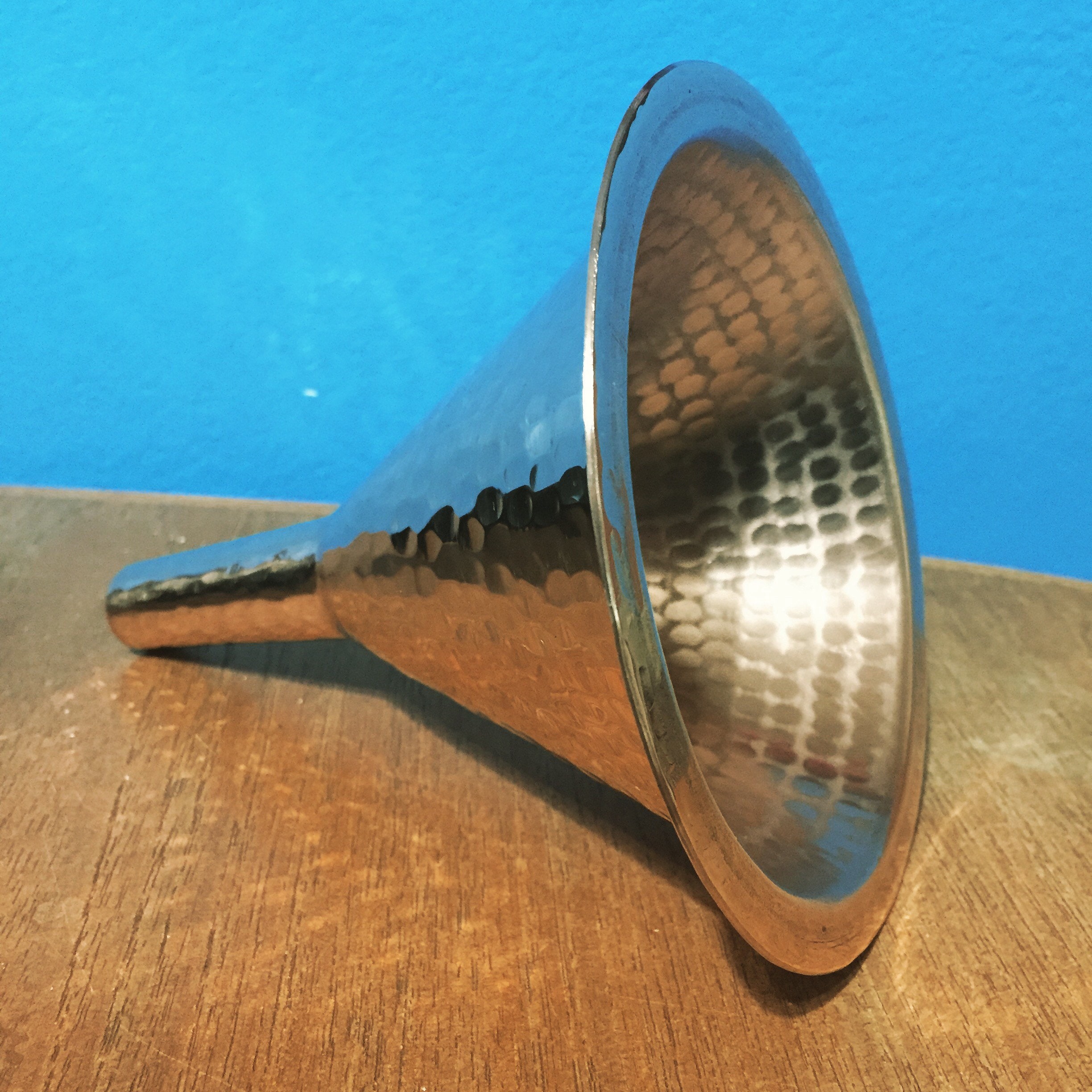 Handcrafted pure hammered copper funnel