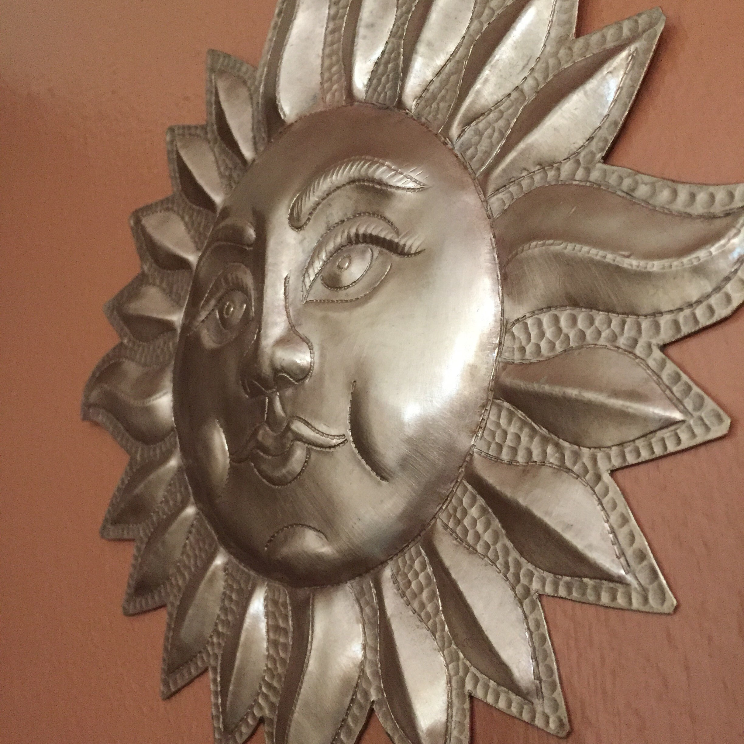 Handcrafted hammered copper 8 sun wall decor