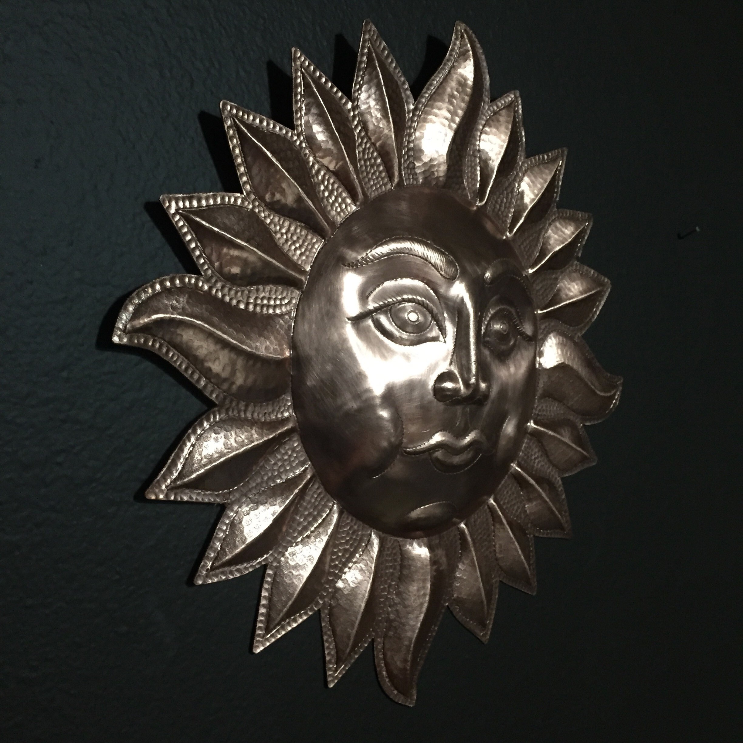 Handcrafted hammered copper 12 sun wall decor