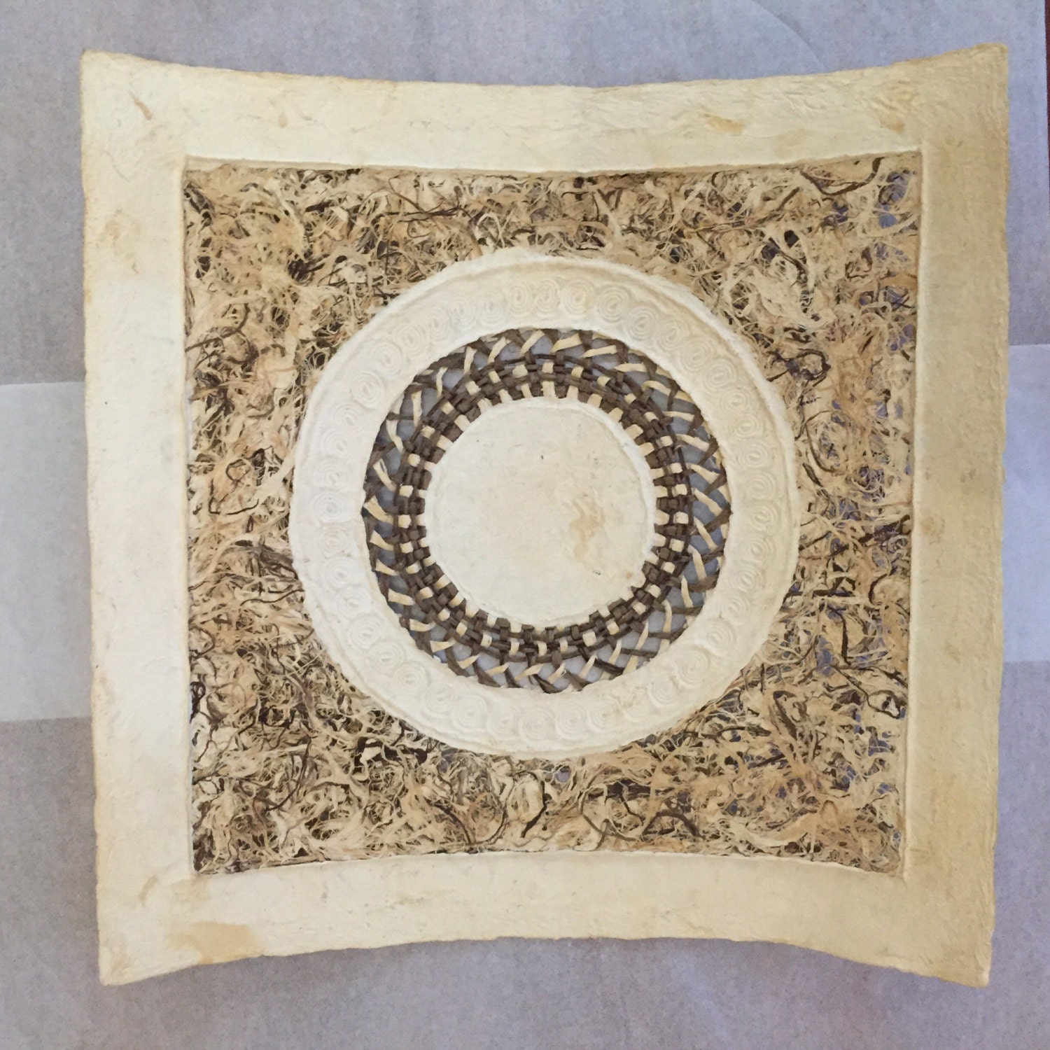 Amate Bark Paper Wall Art with Circle Design