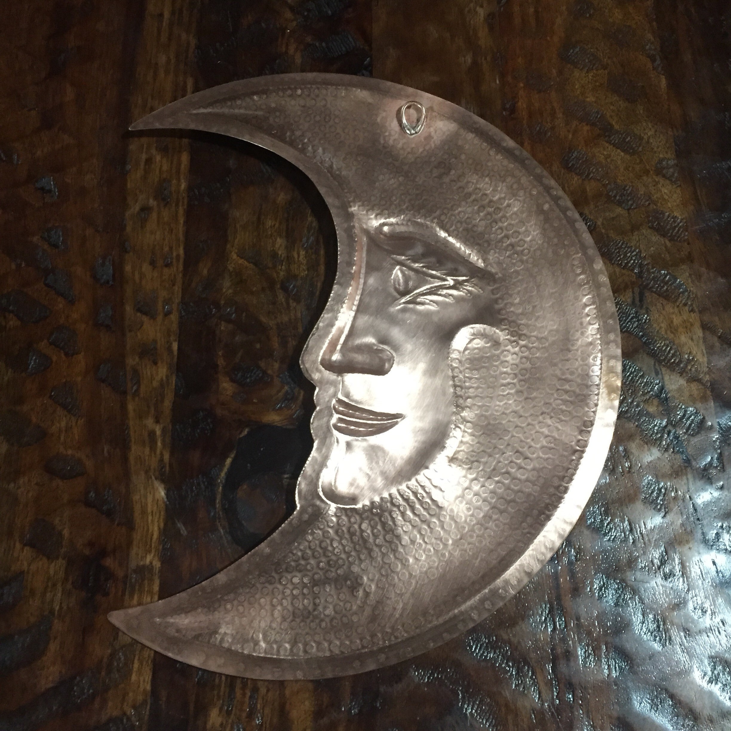 Handcrafted hammered copper 12 moon wall decor