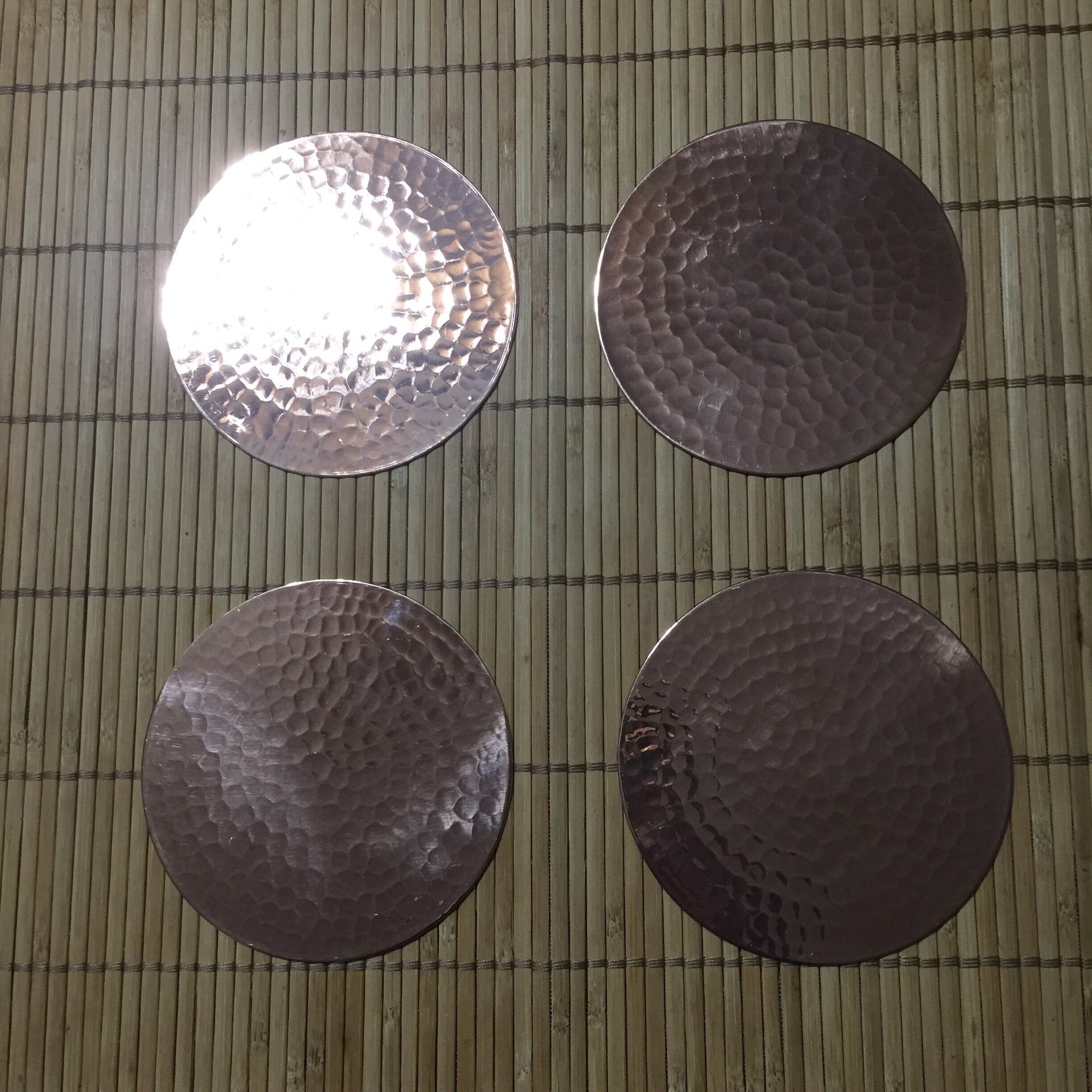 Set of 4 Hammered Copper Coasters
