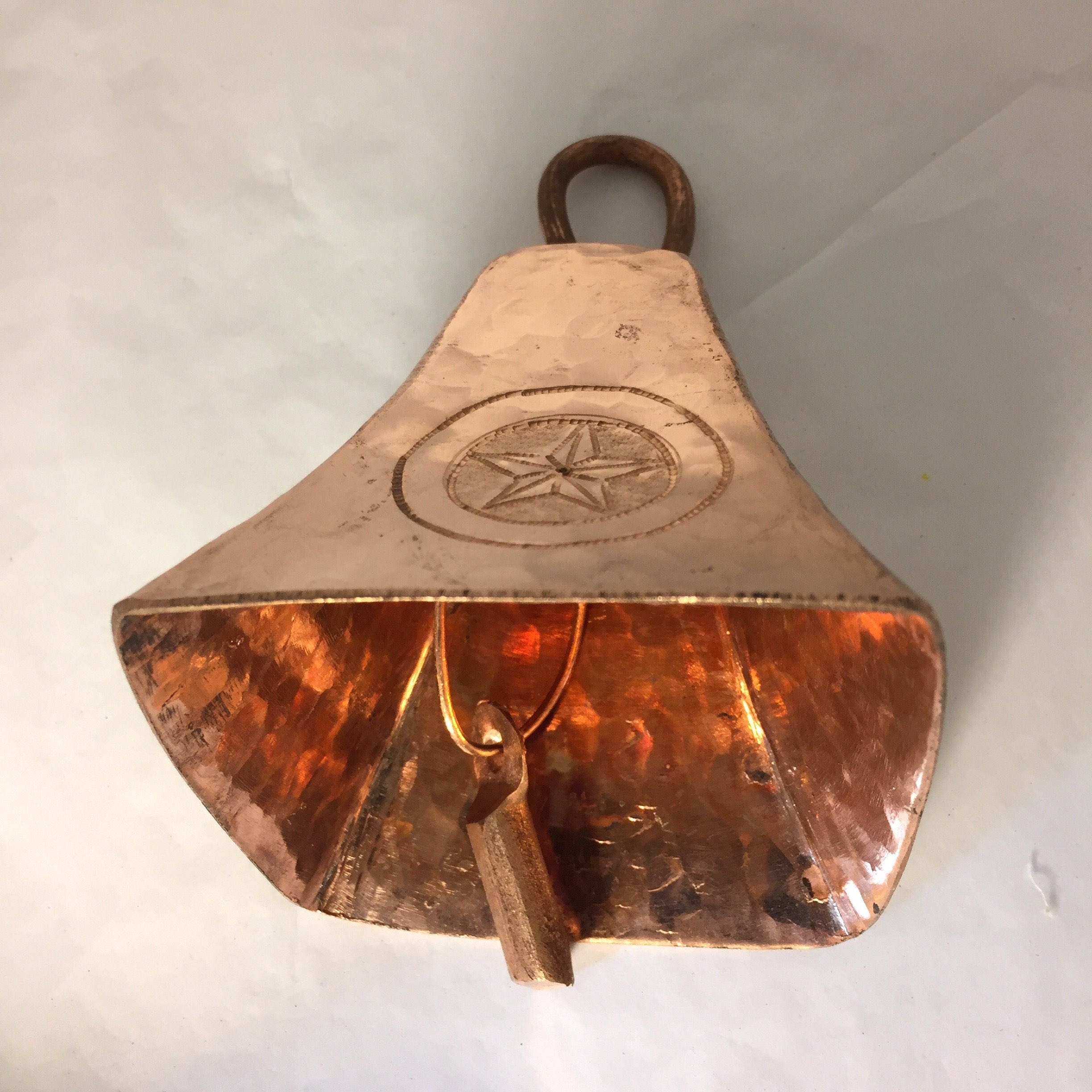 Pure Hammered Copper Cowbell with Texas Star engraving (5)