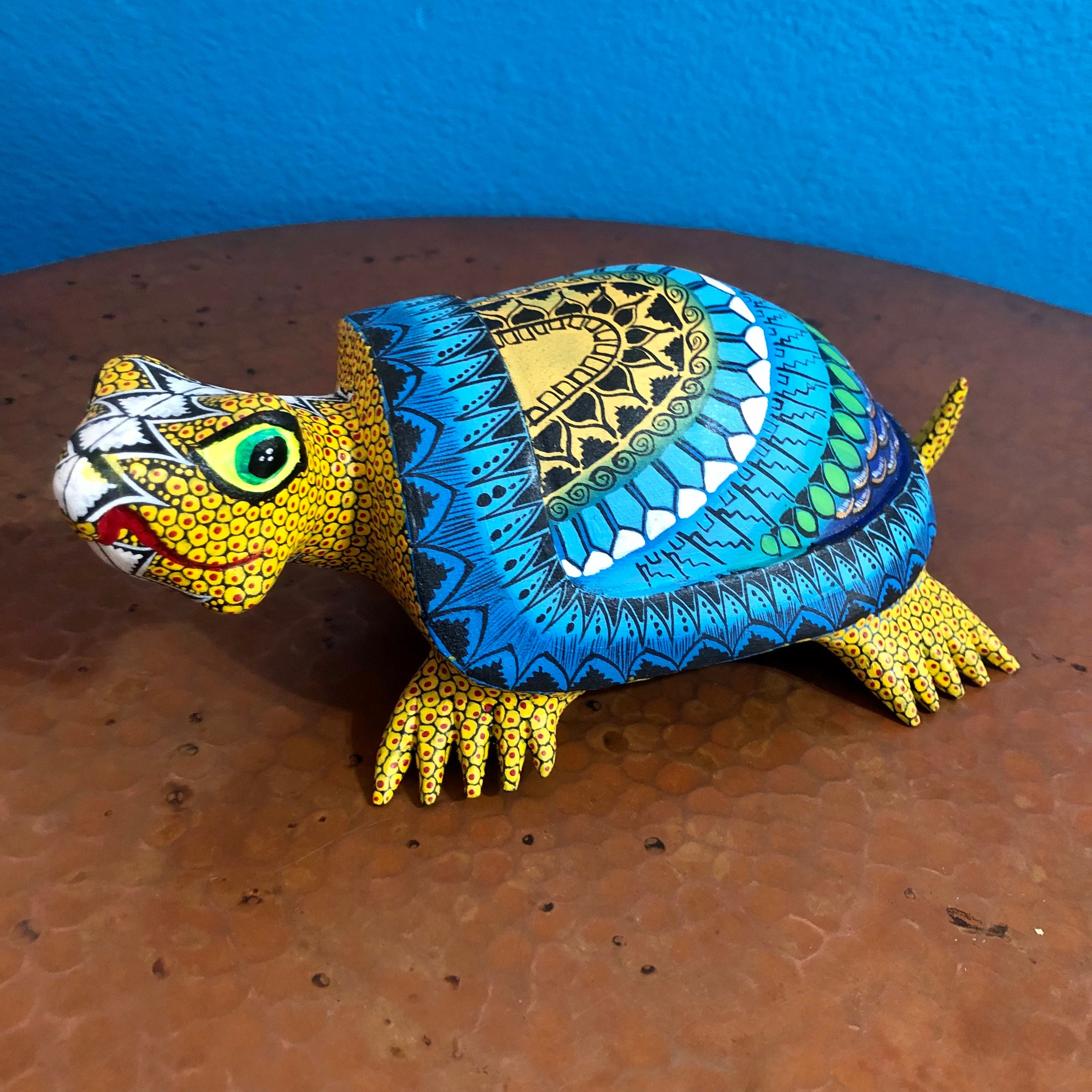 Alebrije Turtle Wood Carving by Esperanza Martinez from Oaxaca, Mexico.