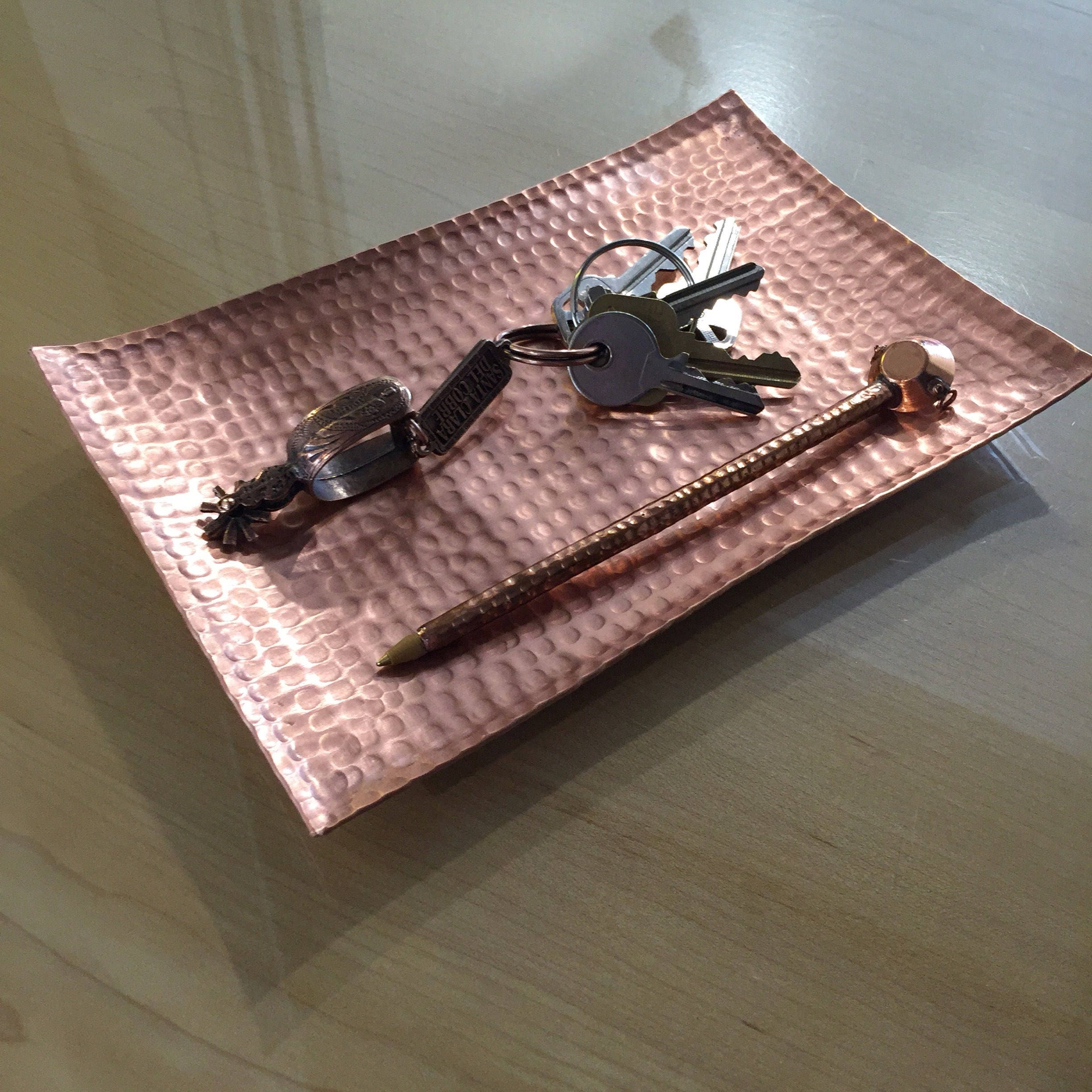 Pure Hammered Copper Valet Tray - 8 x 5