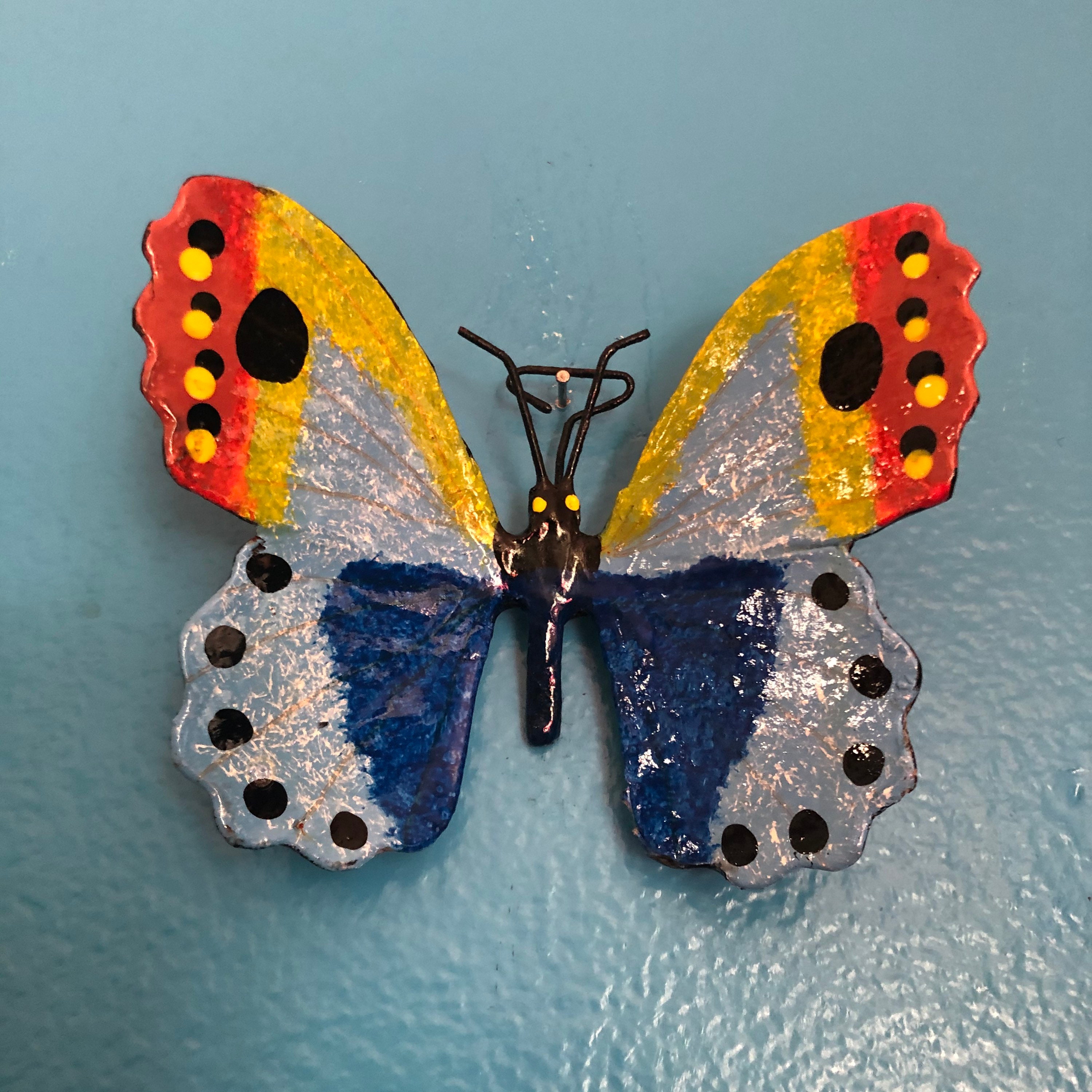 Small Paper Maché Butterfly Wall Ornament from Izamal, Yucatán, Mexico