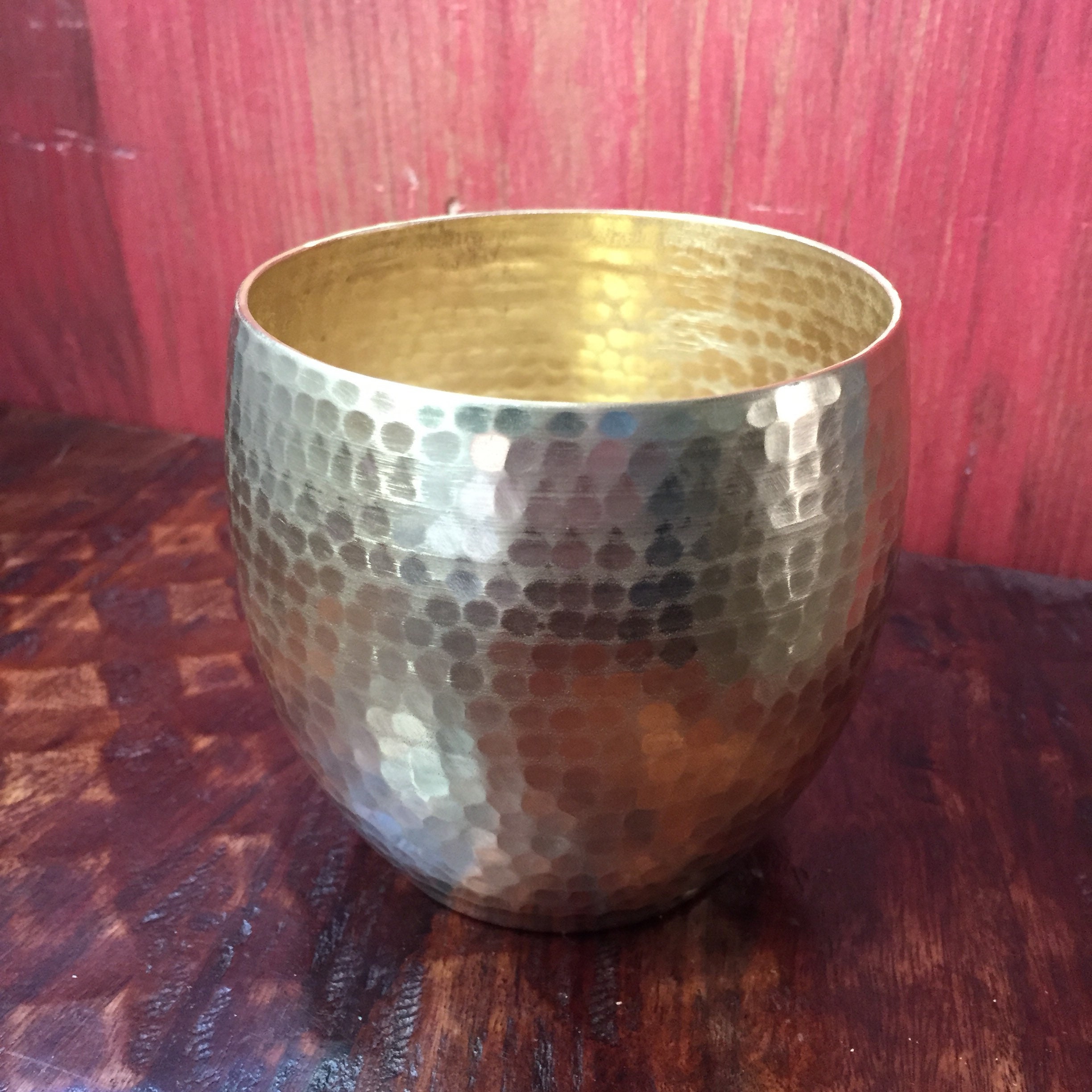 Handcrafted hammered brass 16oz toasting cup drinking glass