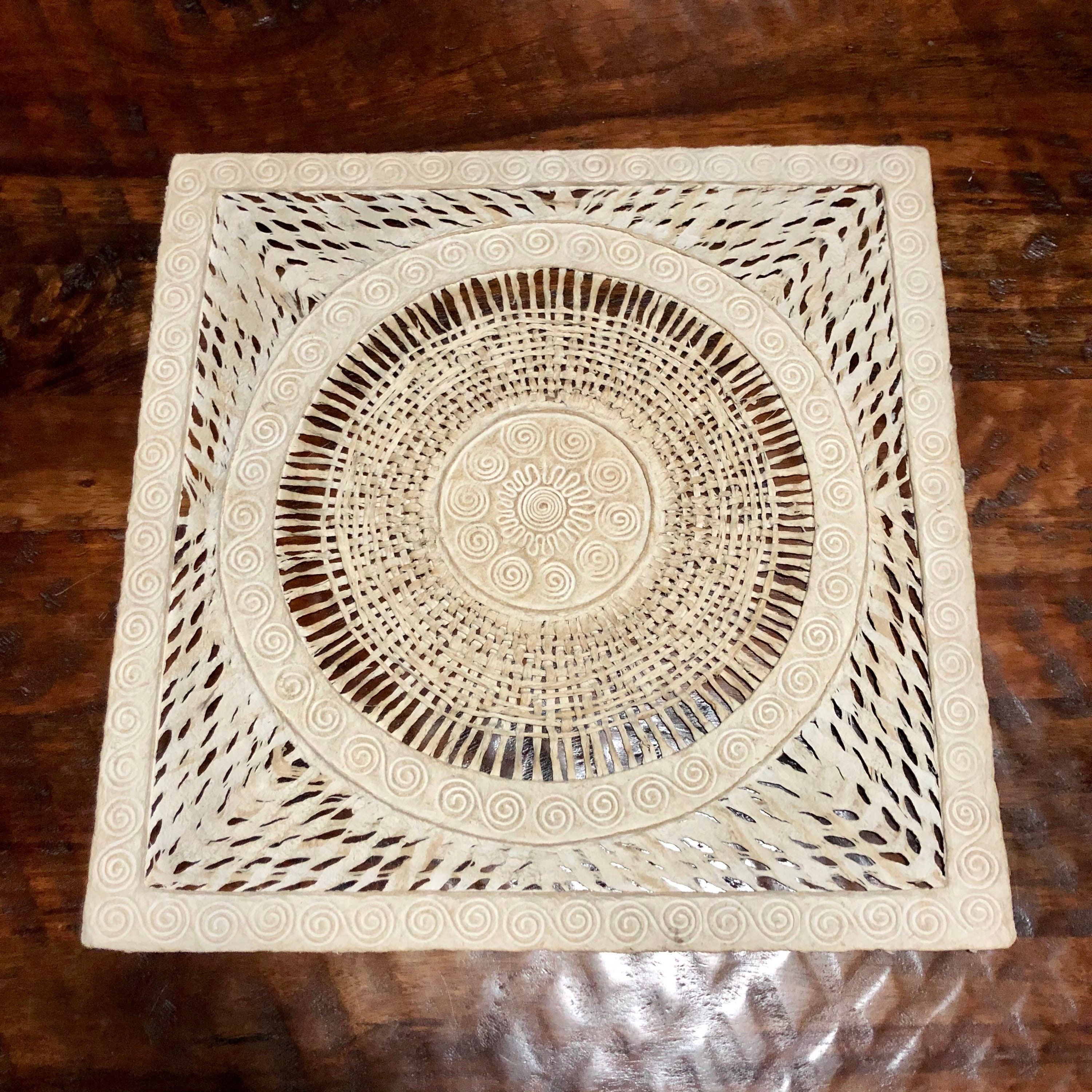 Amate Bark Paper Wall Art with woven design (16” x 16”)