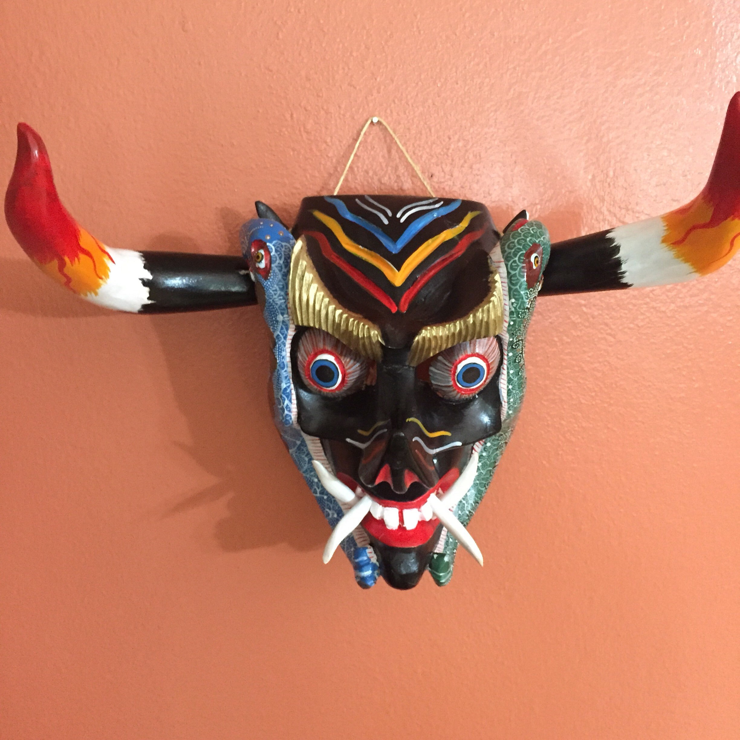 Medium Size Mexican Decorative Indigenous Diablo Devil Hand Carved Wood ...