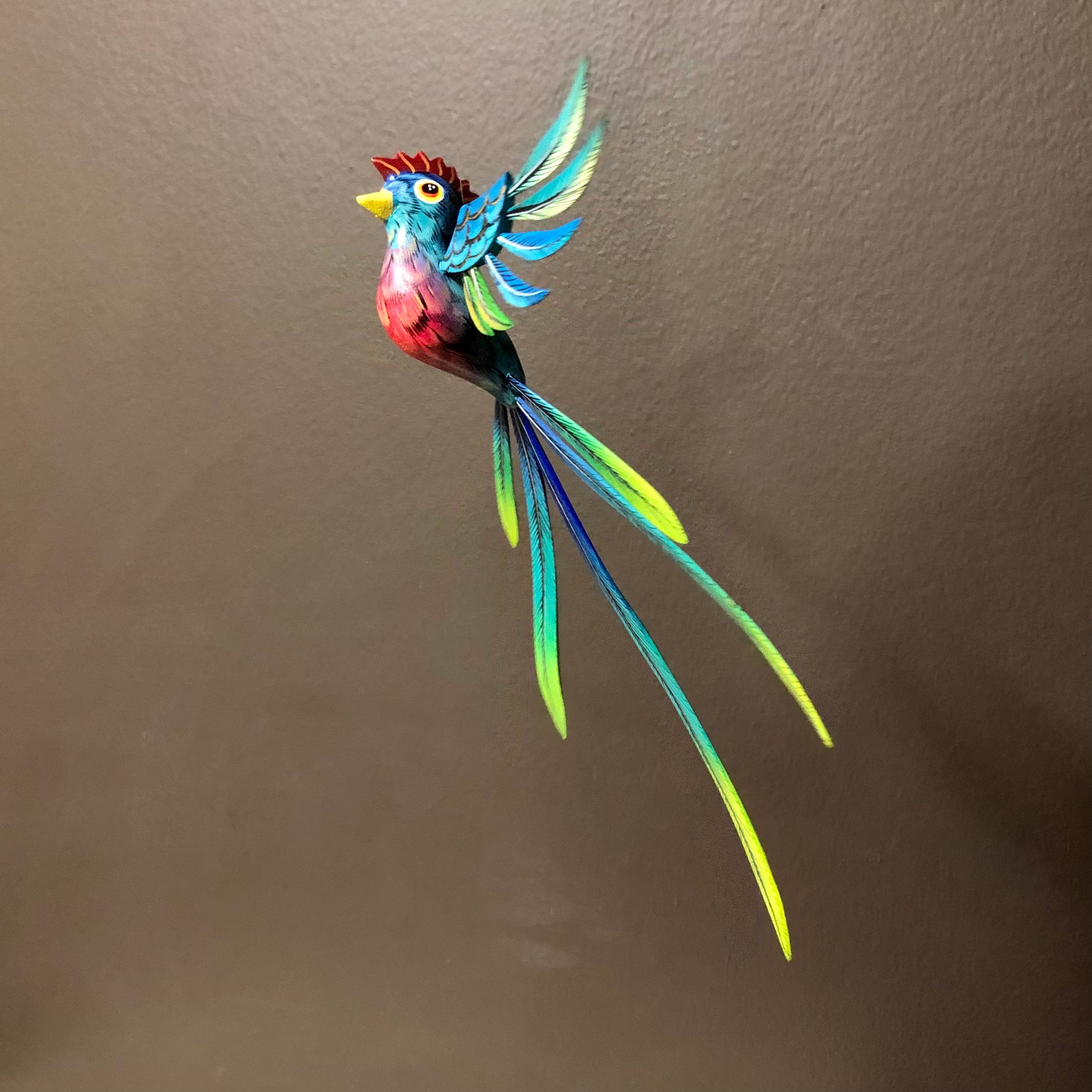 Alebrije Exotic Quetzal Bird Wood Carving by Roberto and Esperanza Martinez