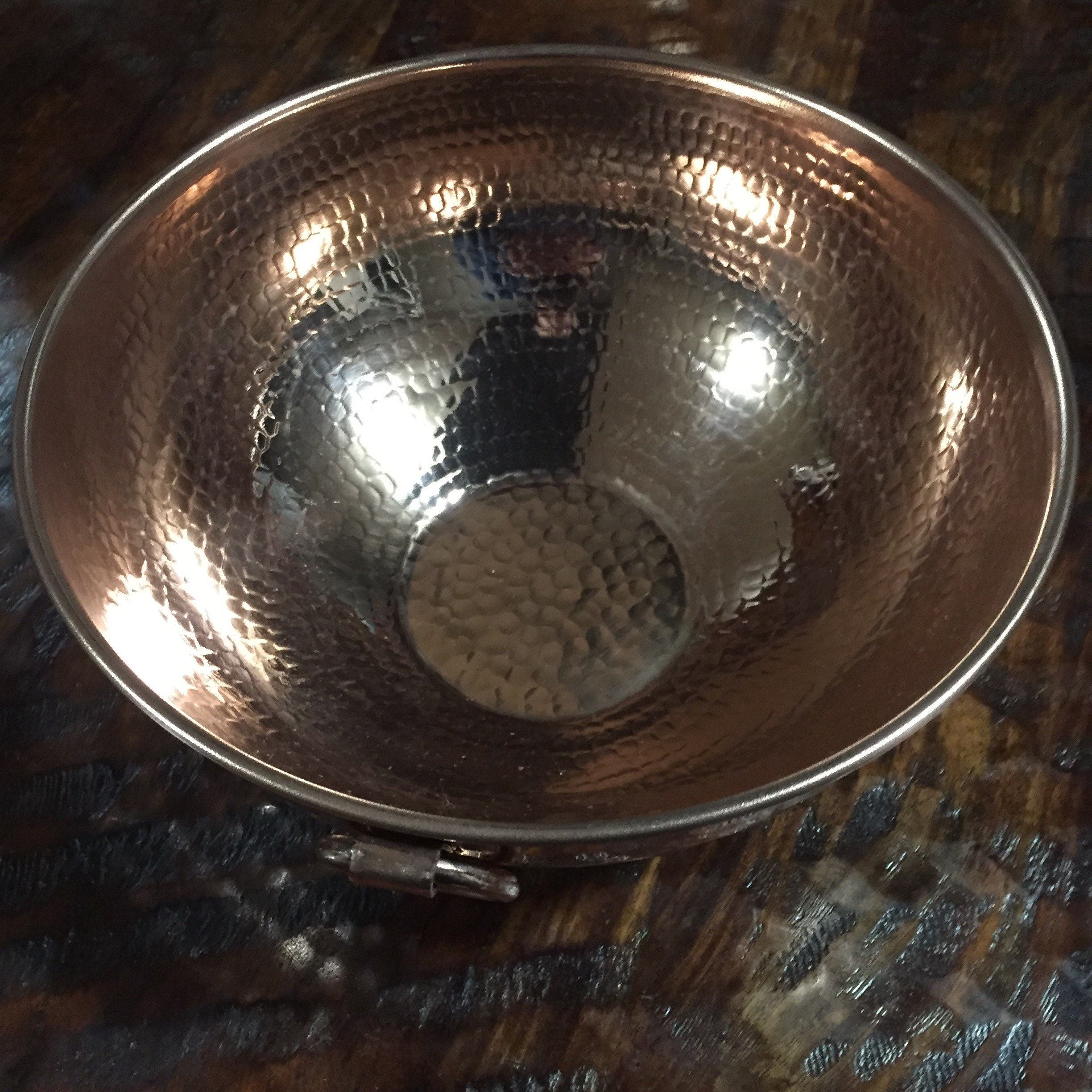 8.5” Diameter Handcrafted Hammered Copper Mixing Bowl