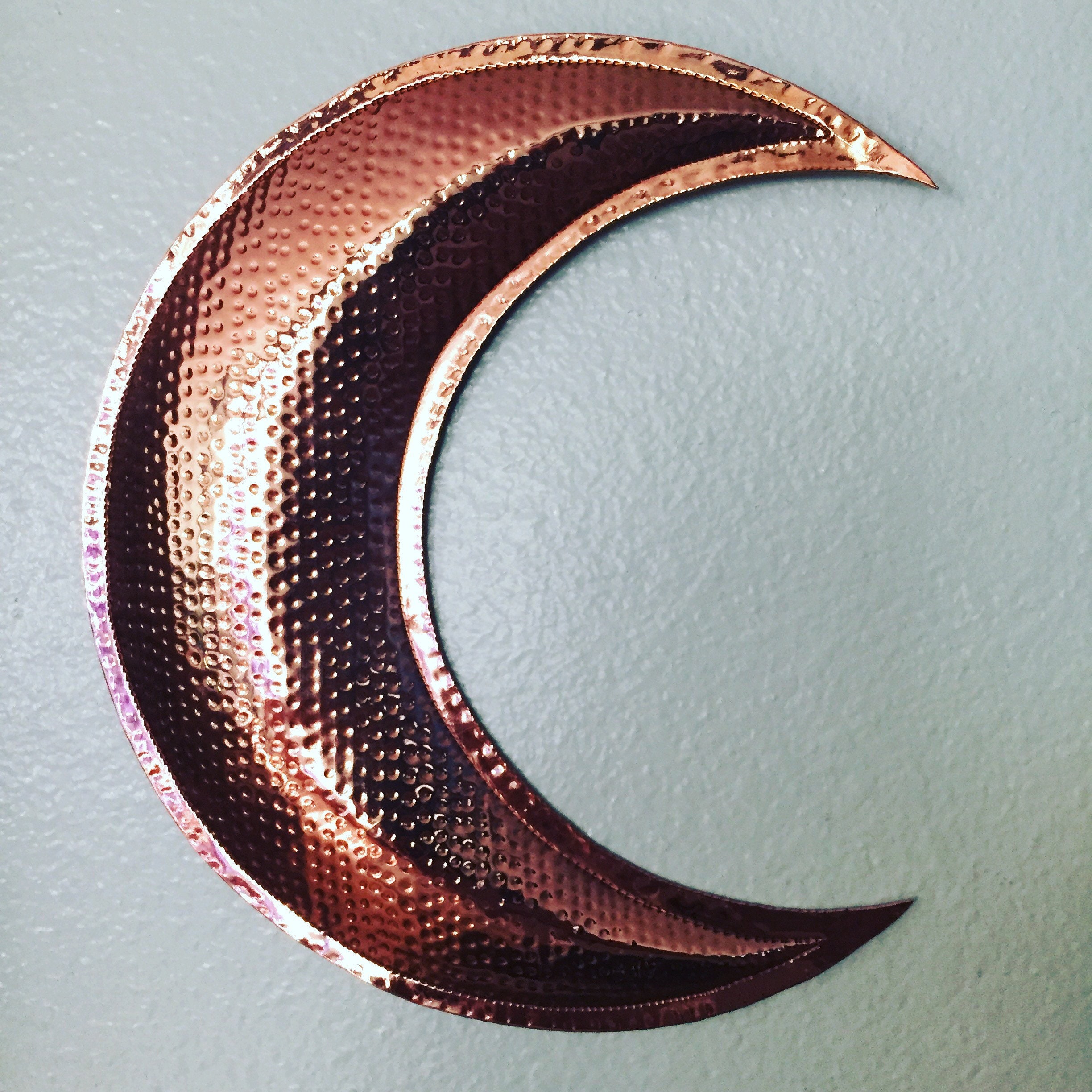 Handcrafted Pure Hammered Copper Crescent Moon 7x8