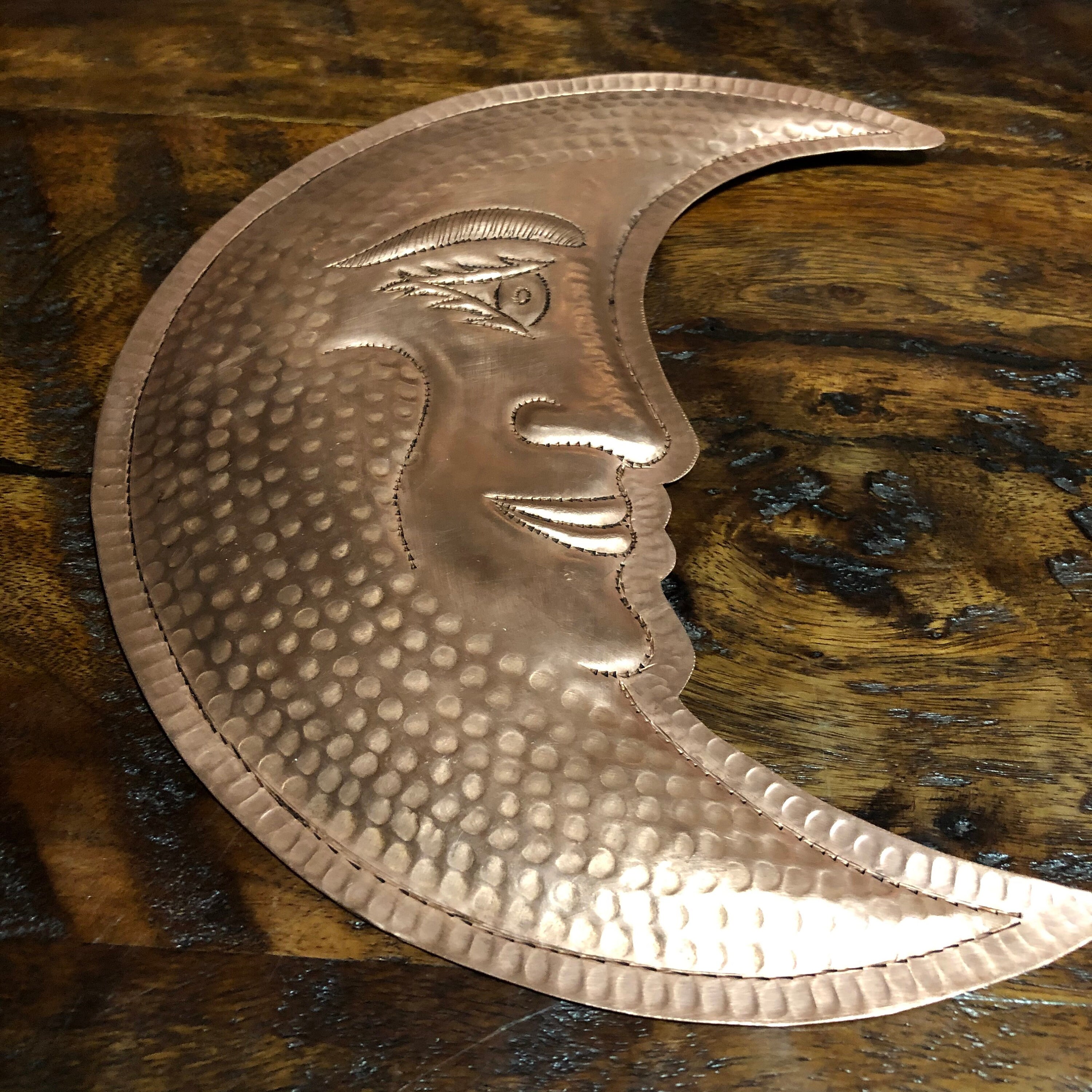 Handcrafted Pure Hammered Copper Hanging Crescent Moon