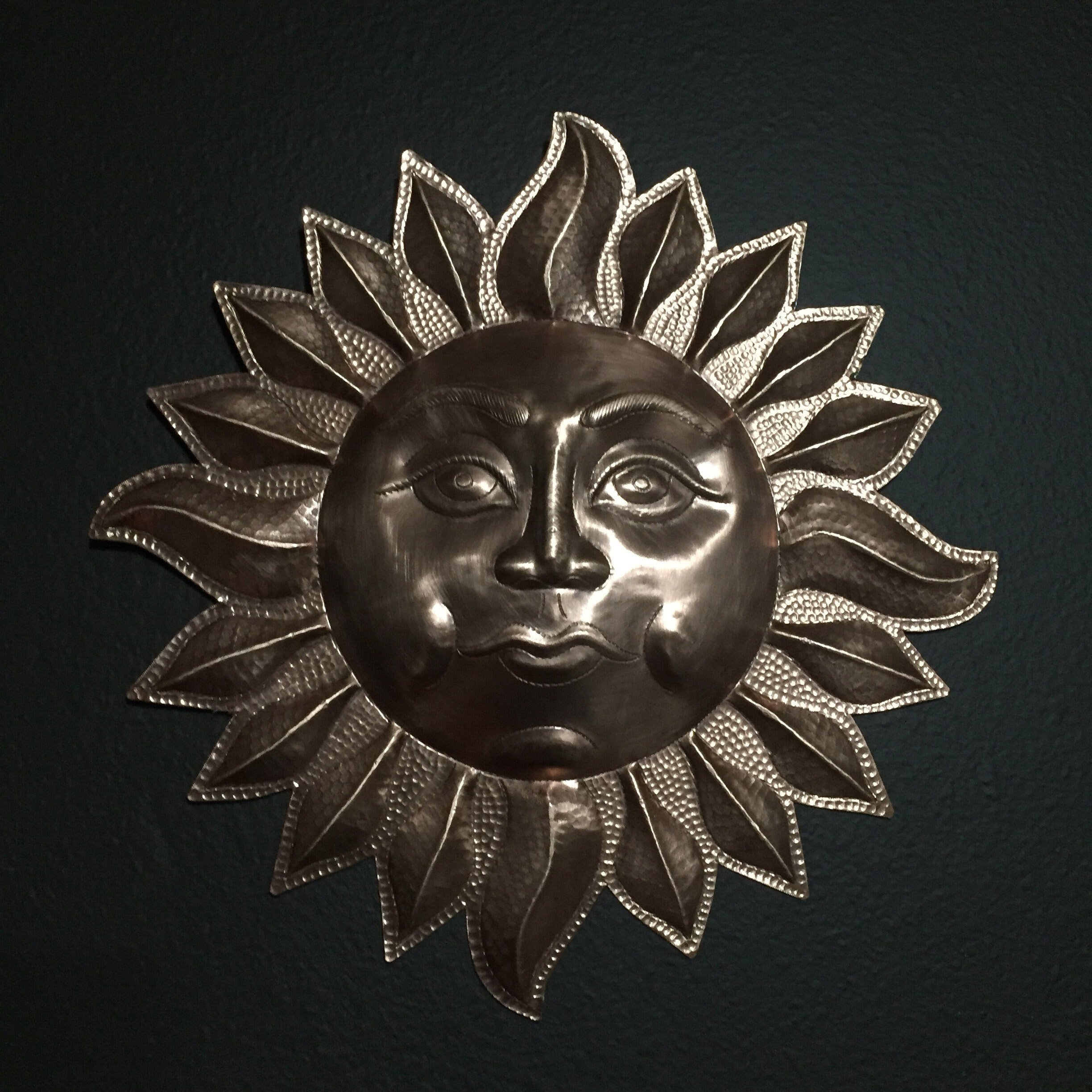 Handcrafted hammered copper 12 sun wall decor