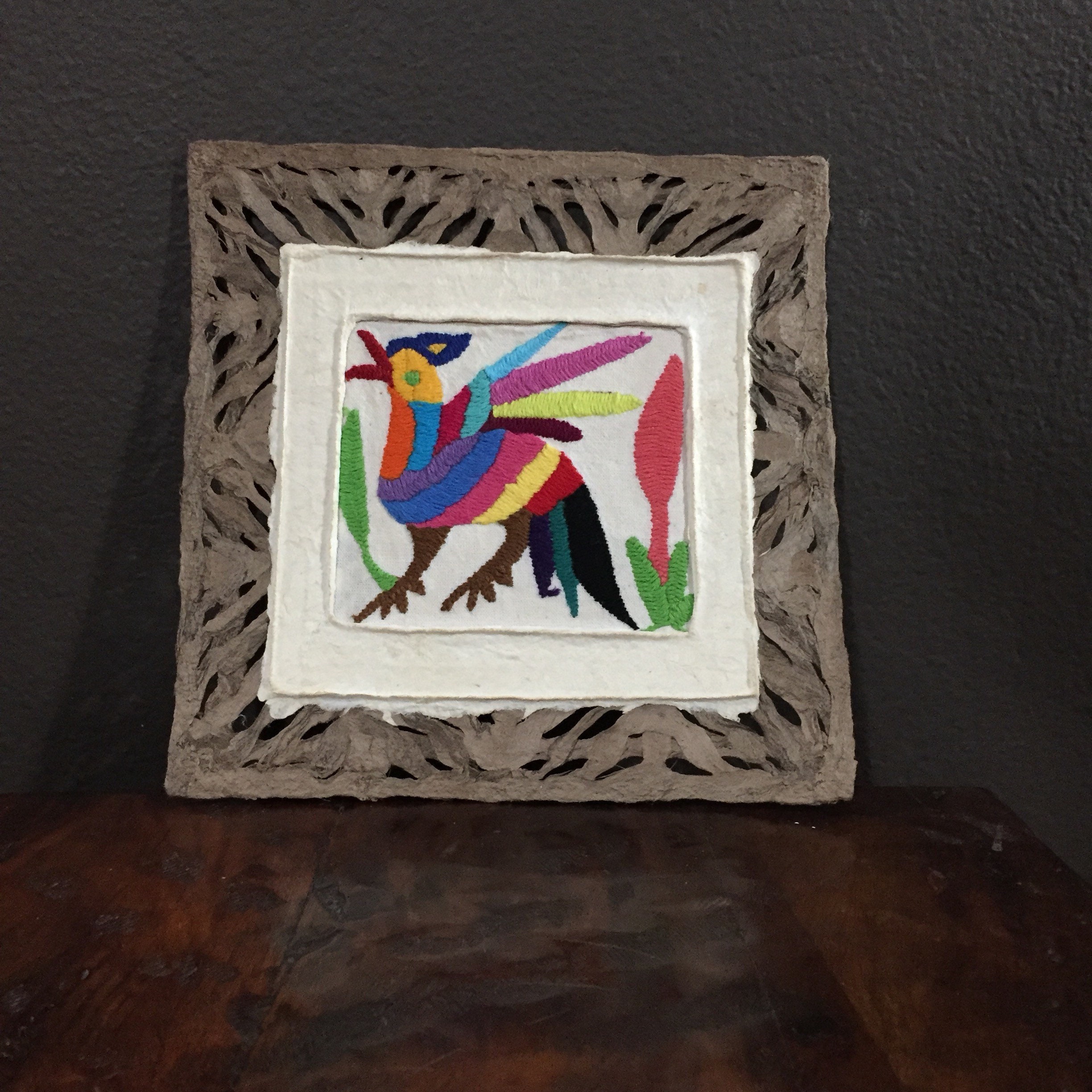Amate Bark Paper Wall Art with Otomí Embroidered Designs