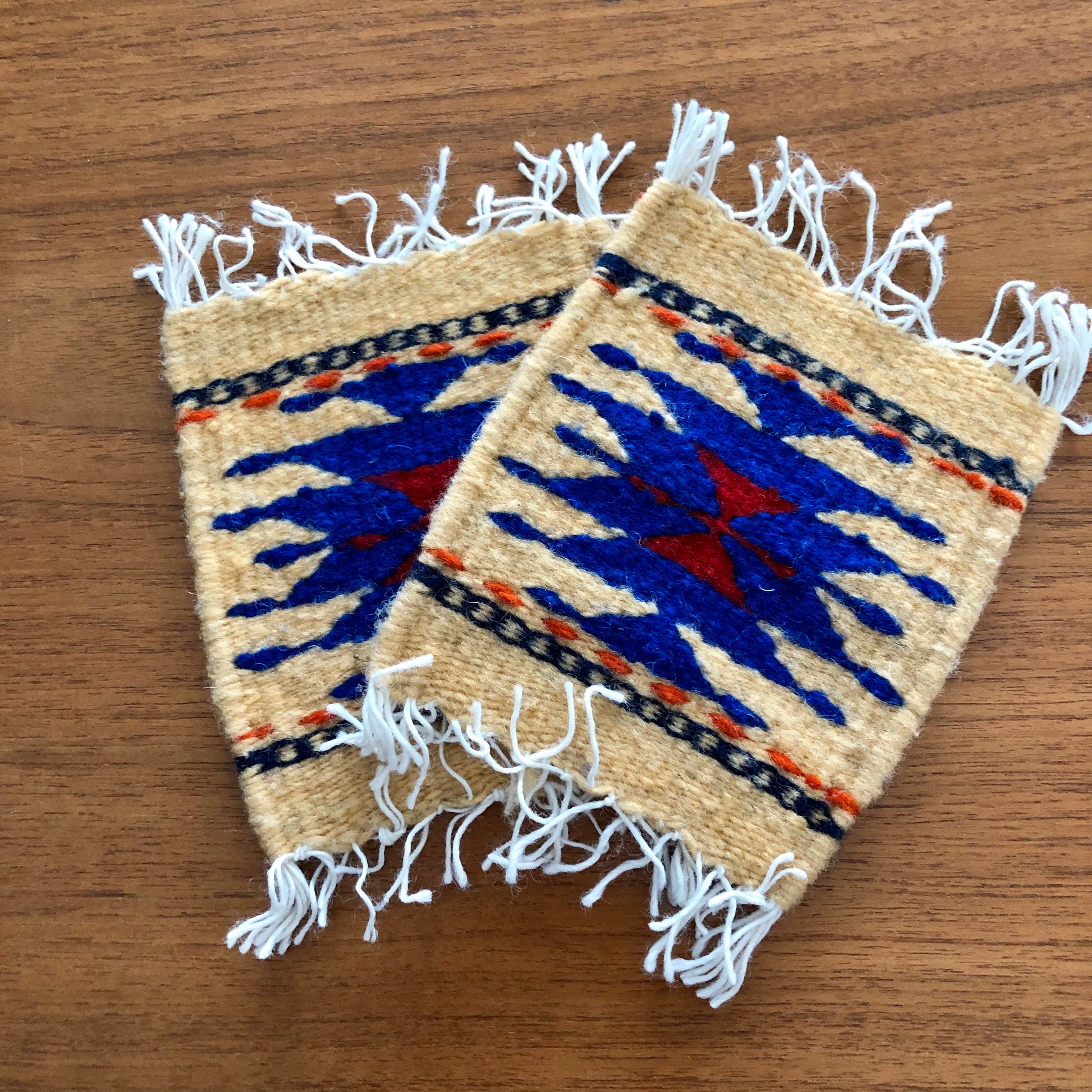 Zapotec hand woven merino wool coasters - set of two approximately (5 ...