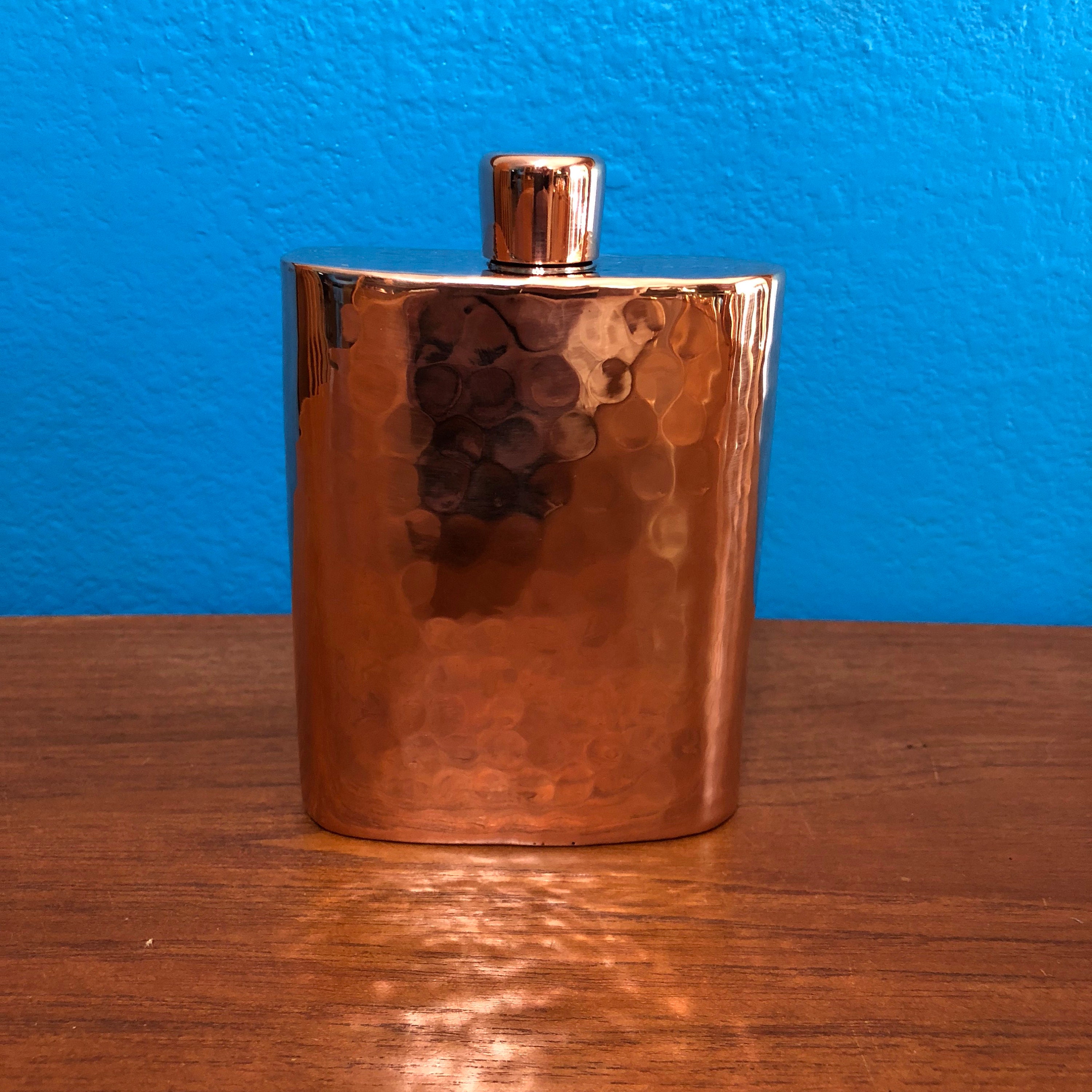 Handcrafted hammered copper 8oz flask