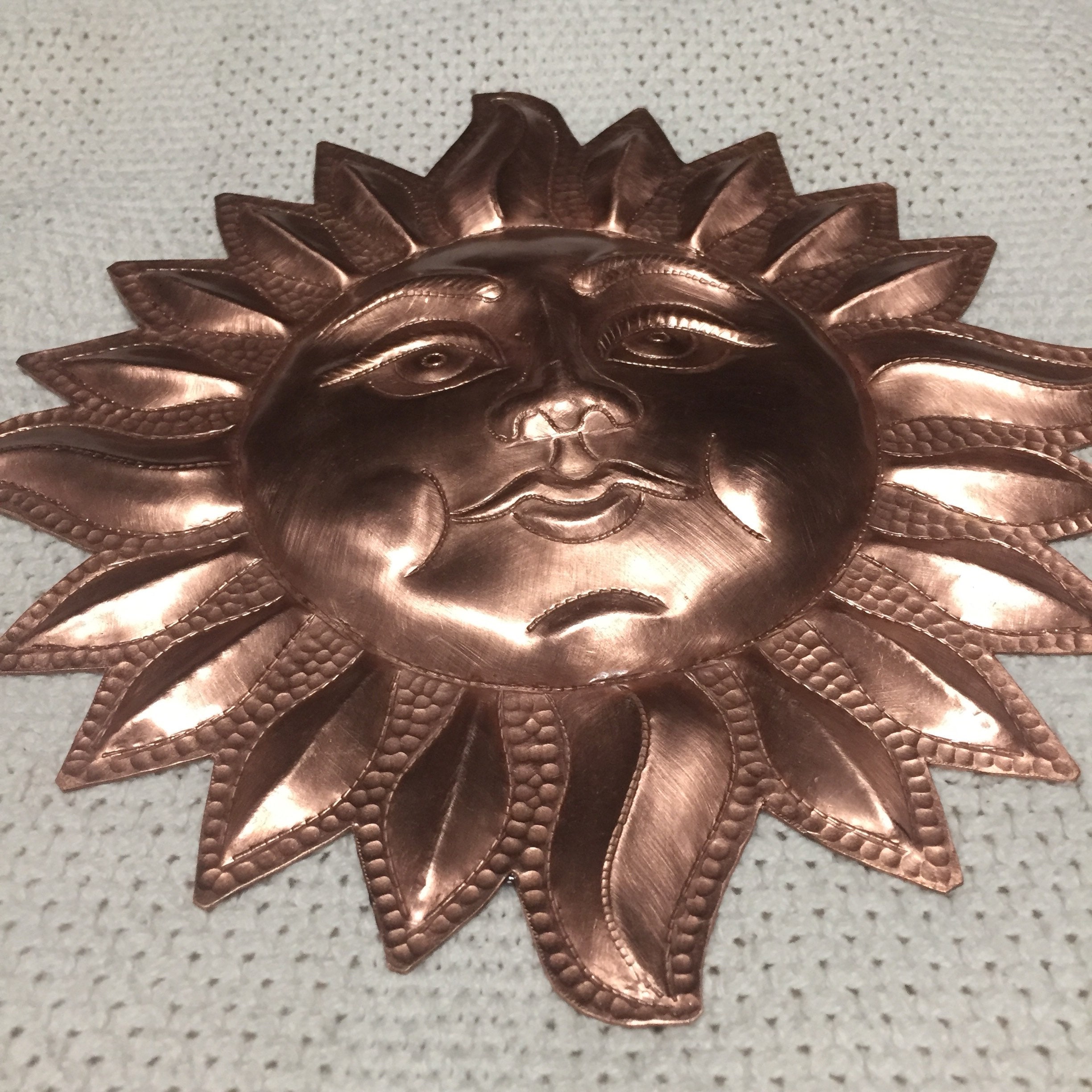 Handcrafted hammered copper 8 sun wall decor