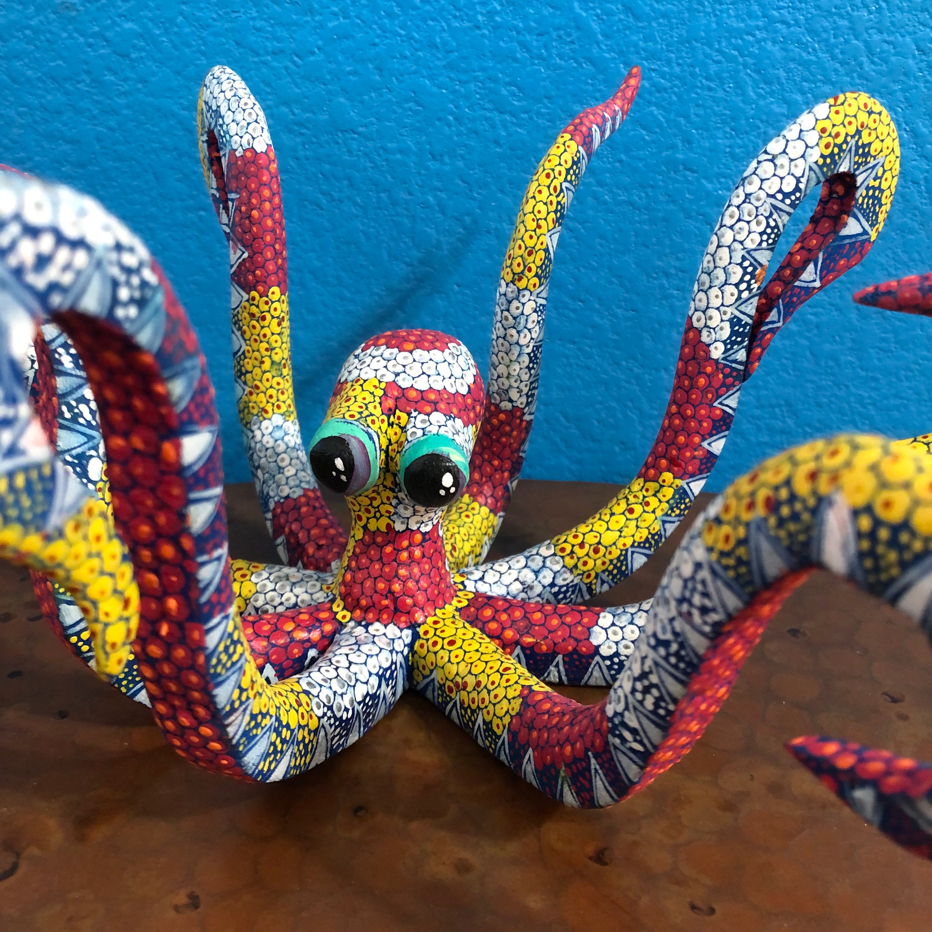 Alebrije Octopus Wood Carving by Esperanza Martinez from Oaxaca, Mexico.